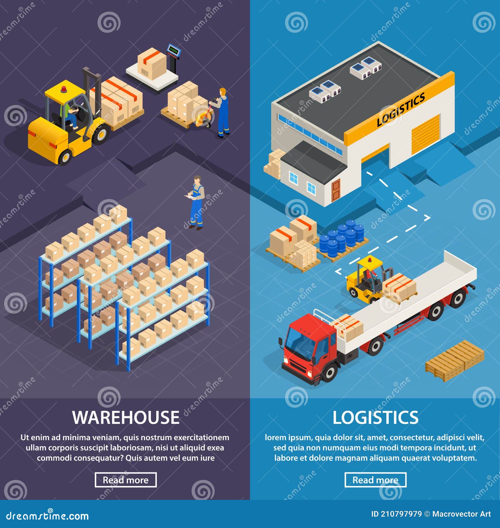 Logistics and Warehouse Vertical Banners Stock Vector - Illustration of ...