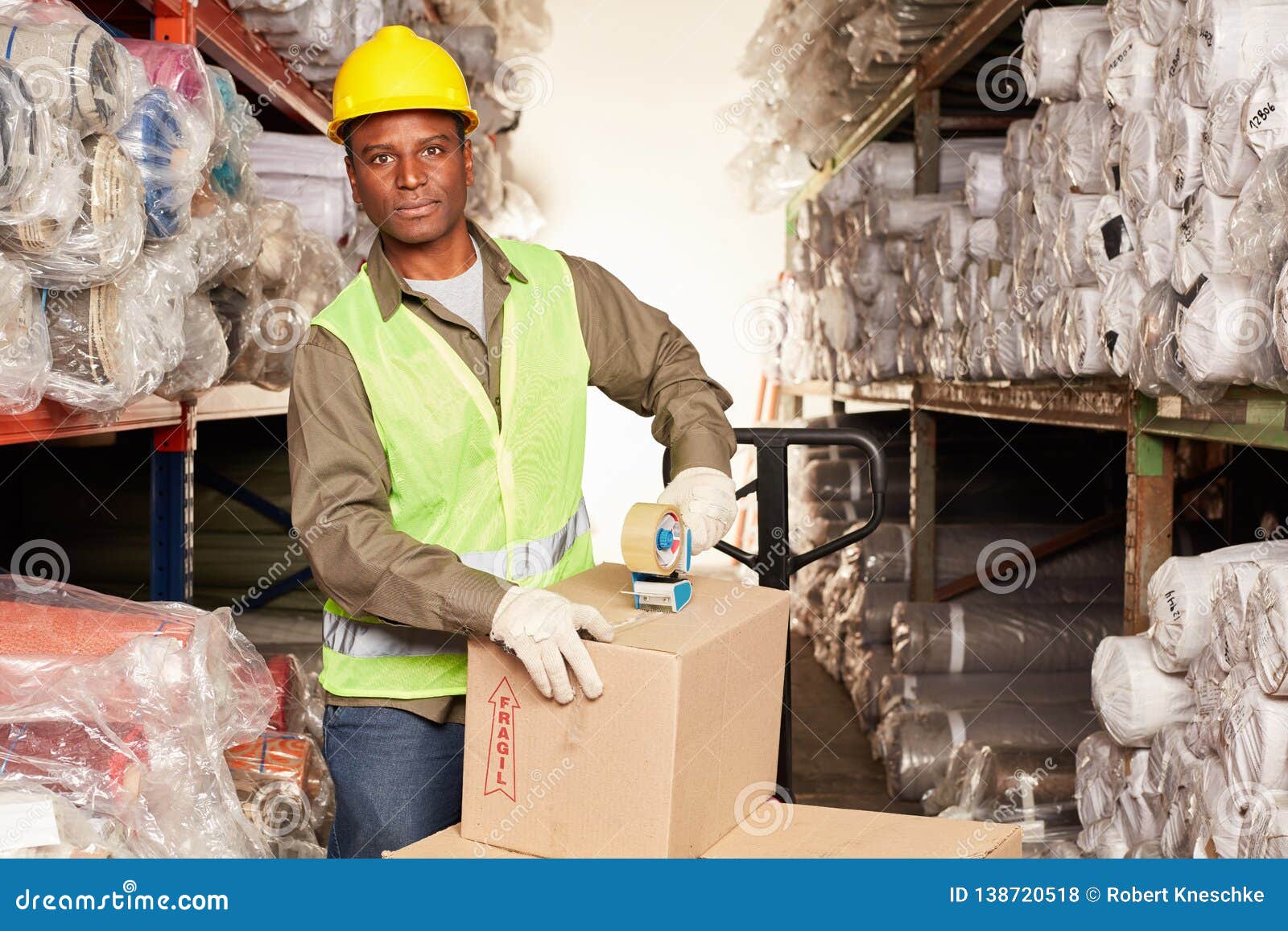 Logistics Worker with Package for Delivery Stock Photo - Image of ...