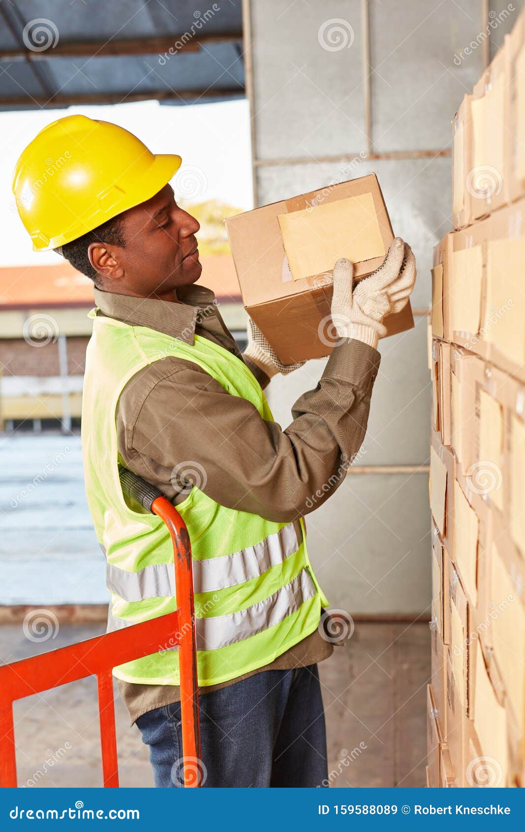 Logistics Worker is Preparing a Package Stock Image - Image of inside ...