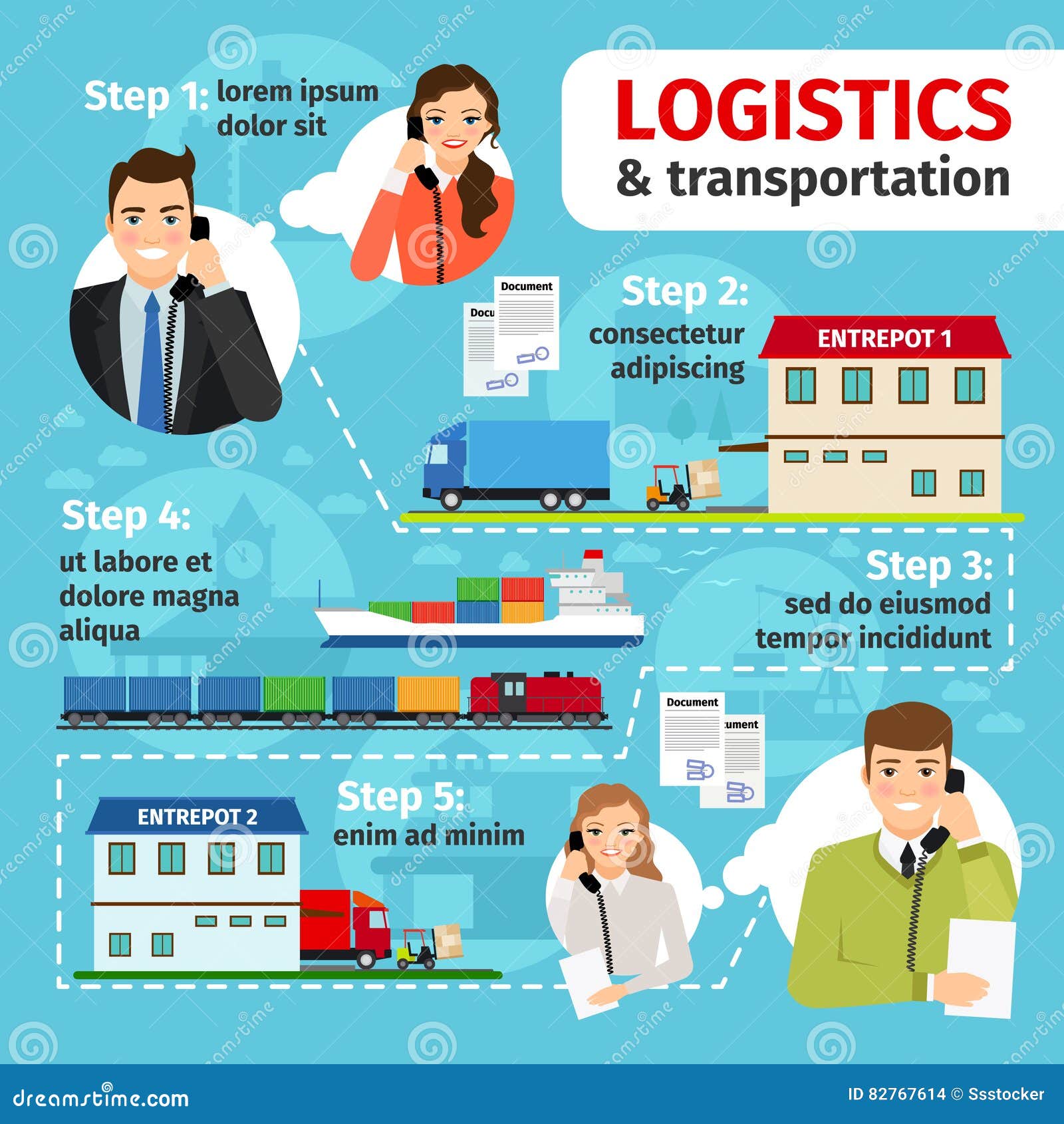 Logistik Och Infographic Trans.process Vektor Illustrationer ...