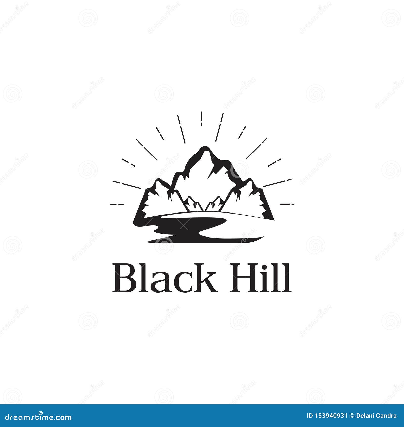 Simple, Clean, Elegant the Mountain, Hill, River and Sun Logo Design ...