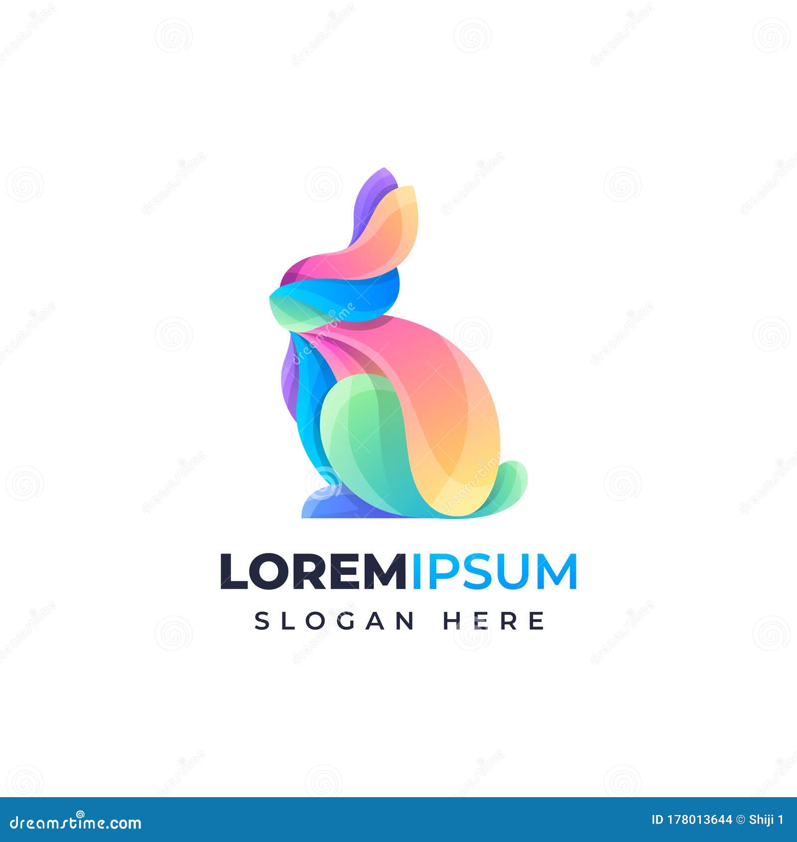 Colorful Rabbit Logo Deisgn Template Floral Shape Gradient Stock Vector ...