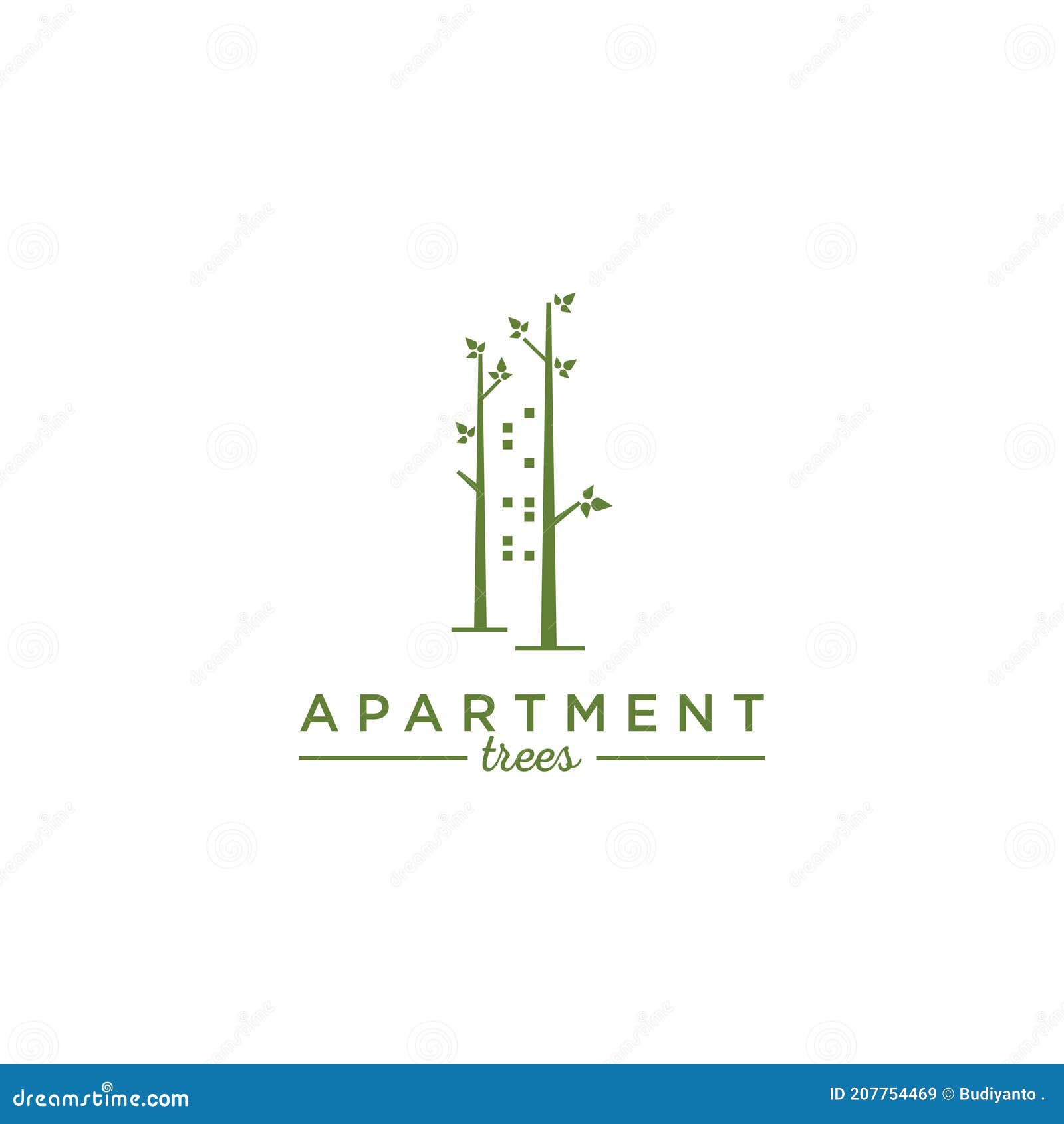 Logo Apartemen Trees with Simple Leaves and Steam Stock Vector ...