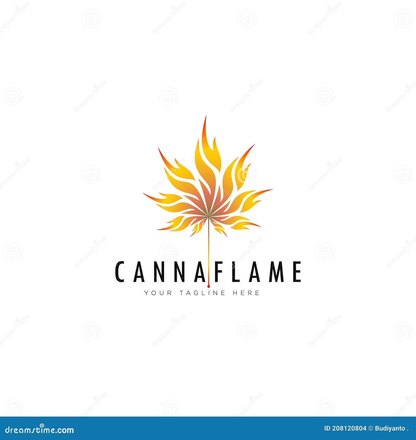 Creative Logo Cannaflame Cannabis Leaf with Flame Style Vector Stock ...