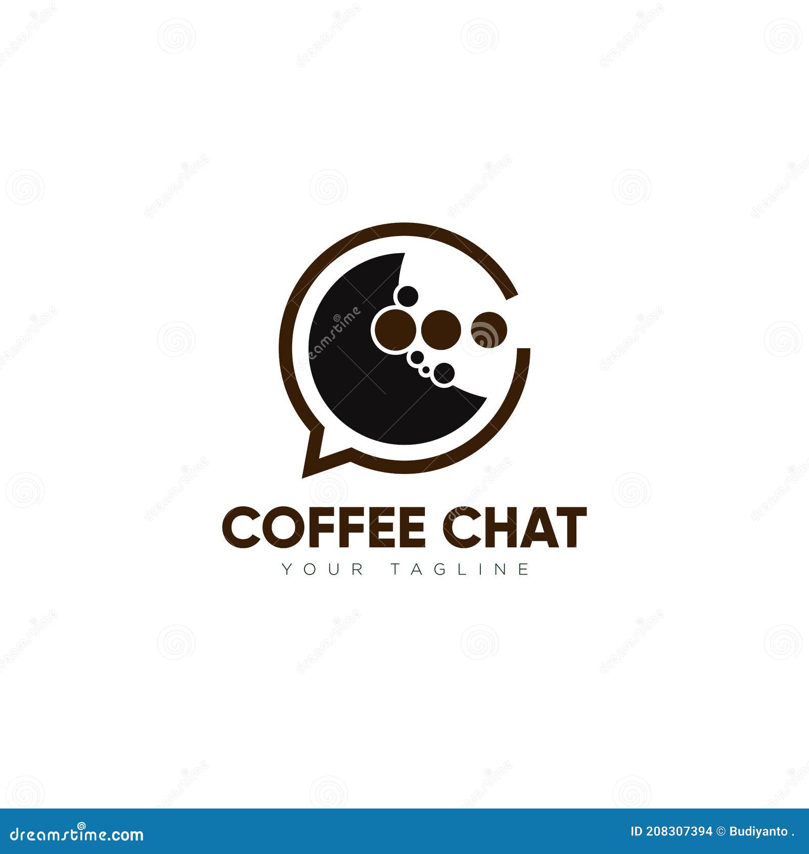 Creative Logo Coffee Chat, with Coffee Scum and Chat Sign Vector Stock ...