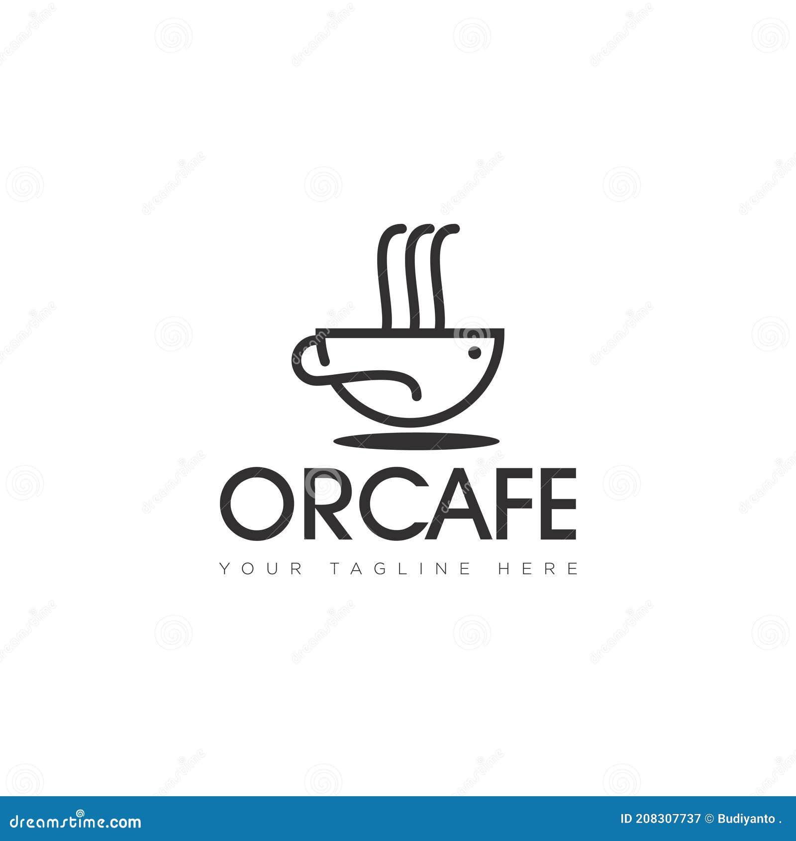 Line Art Logo Orcafe, with Cup Coffee Vector Stock Vector ...