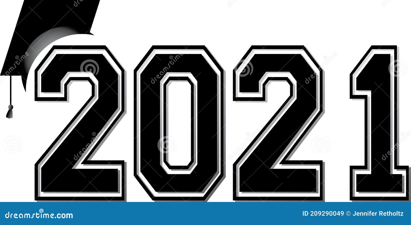 Class Of 2021 Lettering With Graduation Cap Isolated On White ...