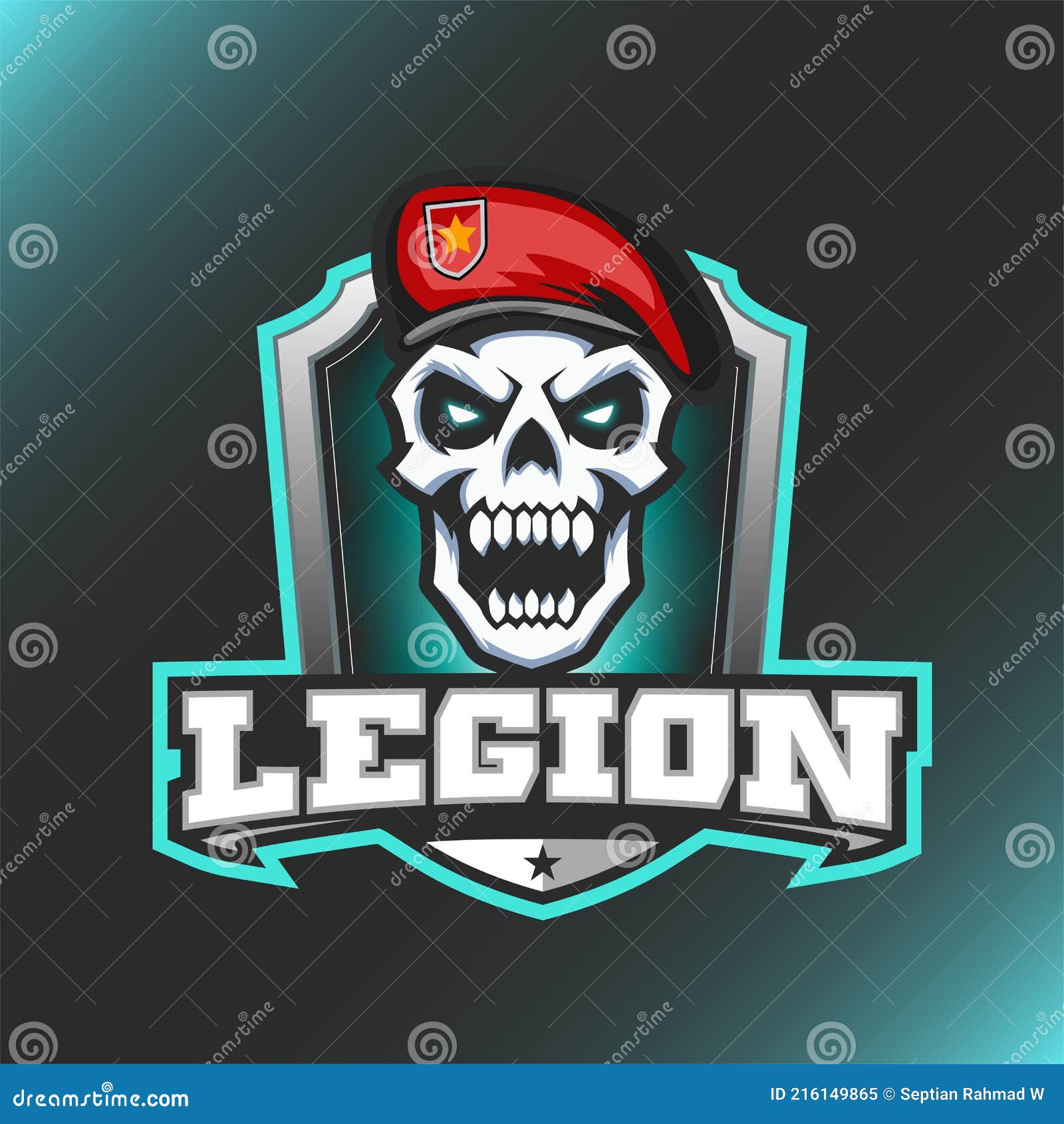 Vector Illustration Skull Head Logo Mascot with Red Barret Stock Vector ...