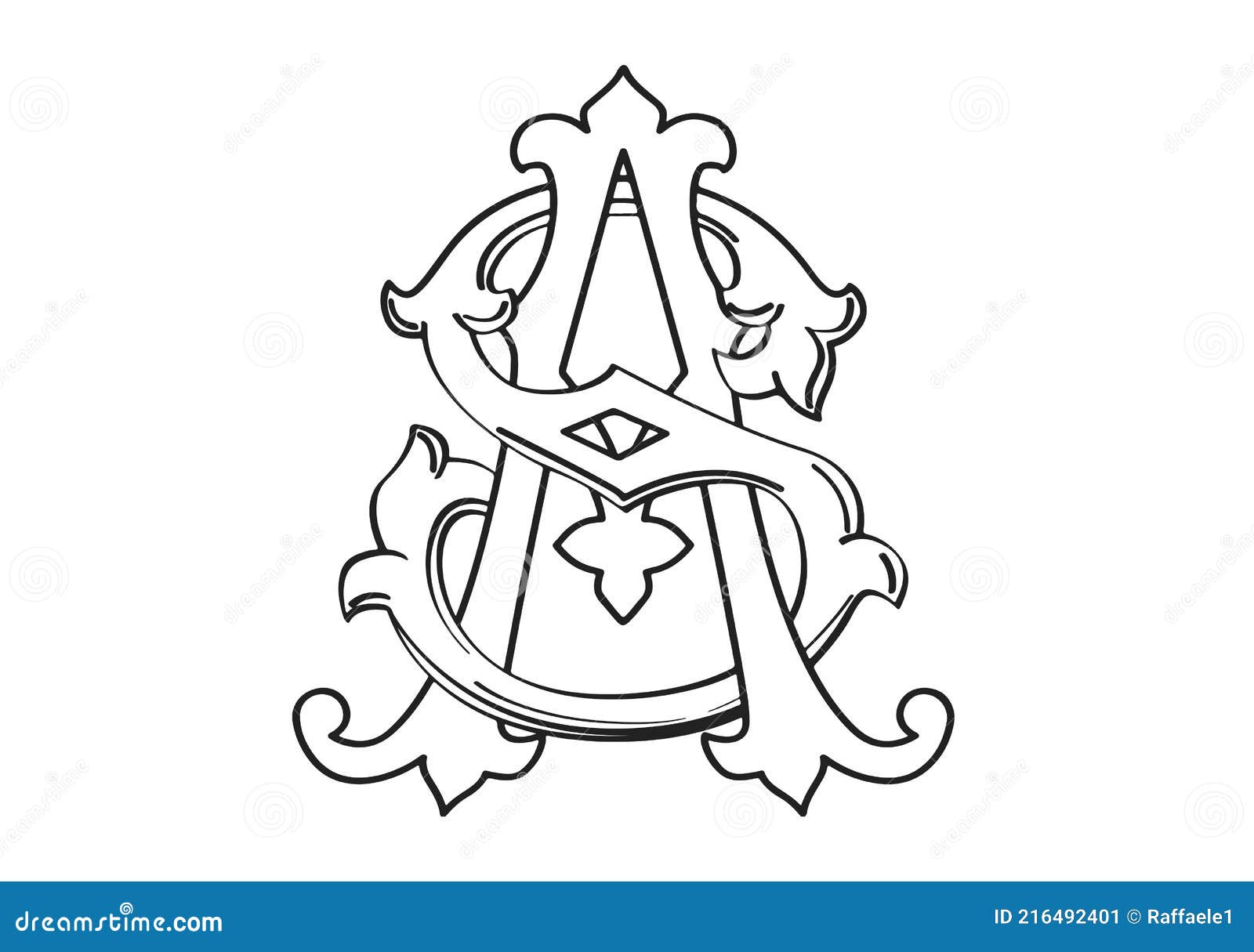 AS monogram logo stock illustration. Illustration of hand - 216492401