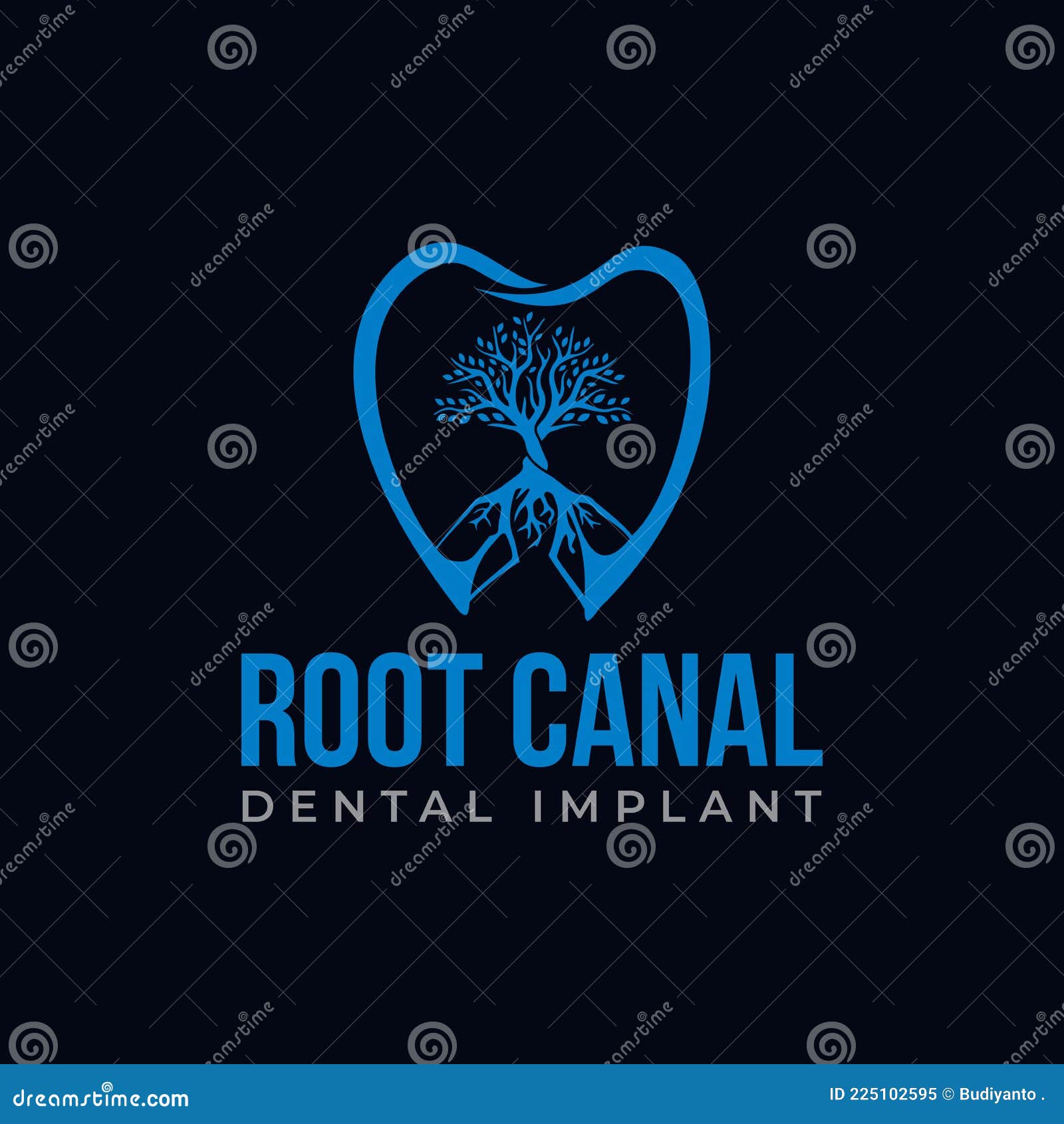 Root Canal Dental Implant Logo, Strong Tree And Silhouette Tooth Vector ...