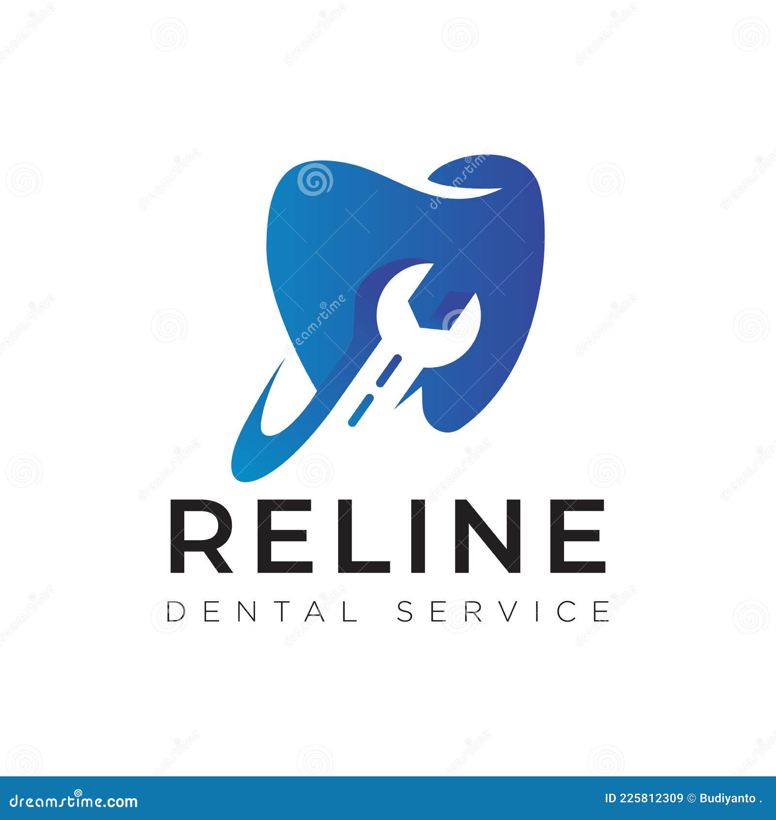 Reline Dental Service Logo, Tooth With Wrench Wedge Vector ...