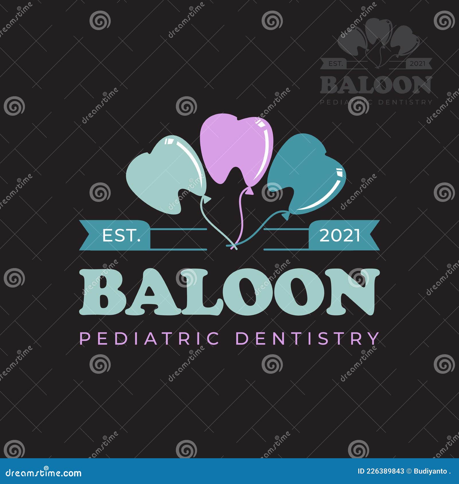 Baloon Pediatric Dentistry Logo, Modern Vintage Fun Creative Tooth As ...
