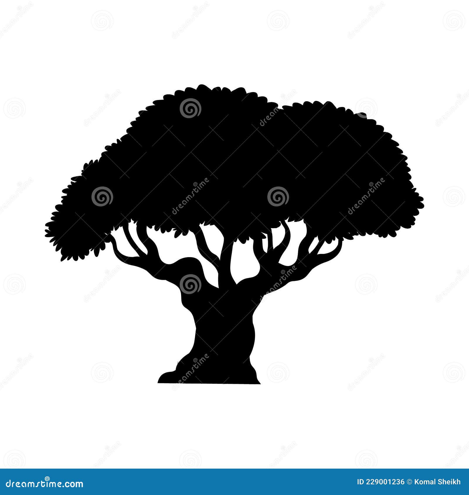 Simple Black Tree Silhouette Illustration Stock Vector - Illustration ...