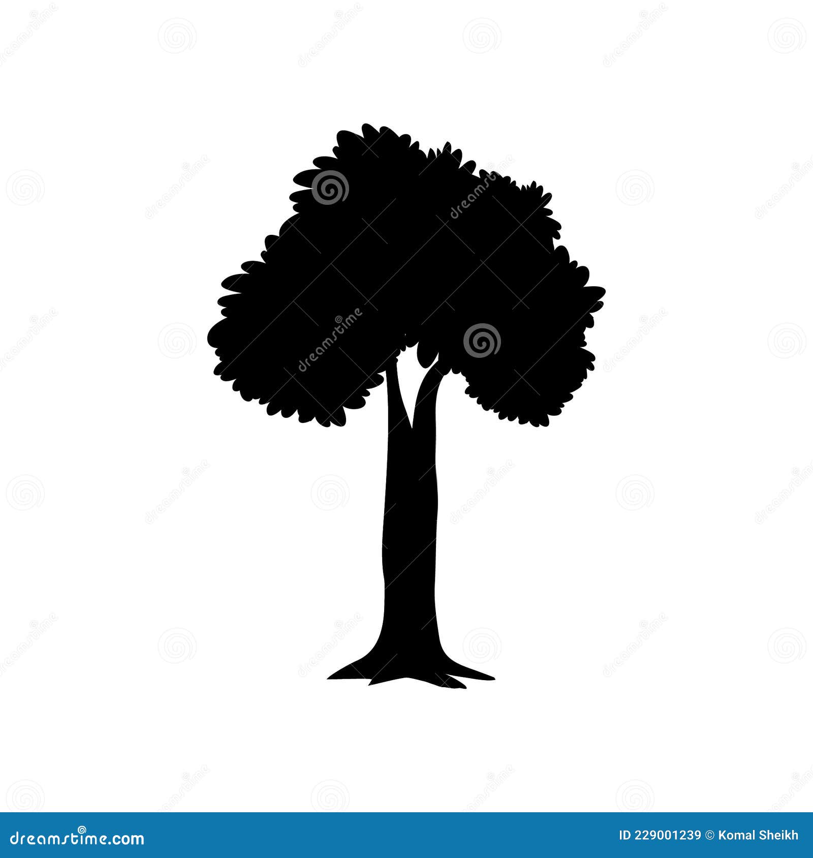 Simple Black Tree Silhouette Illustration Stock Vector - Illustration ...