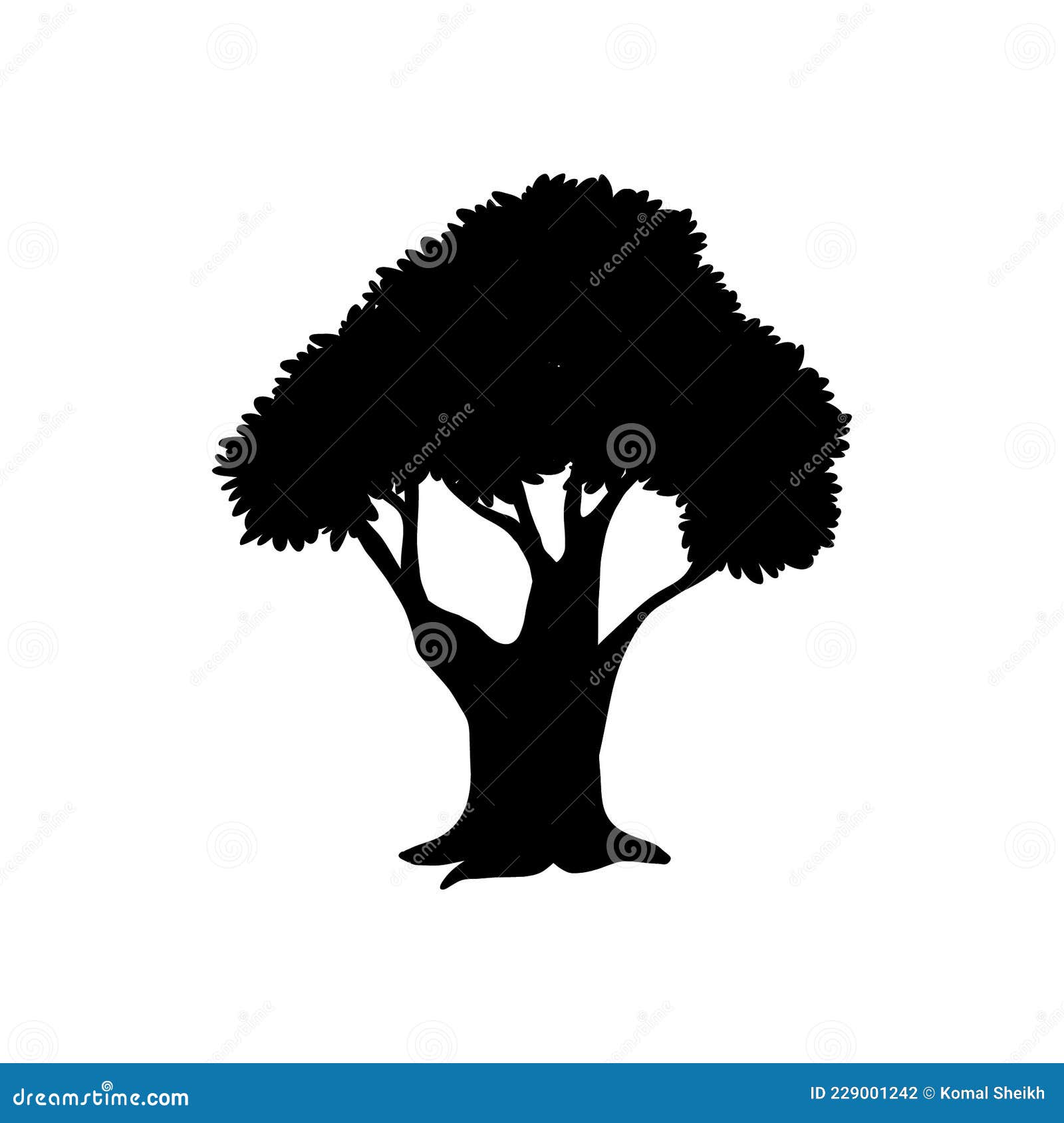Simple Black Tree Silhouette Illustration Stock Vector - Illustration ...