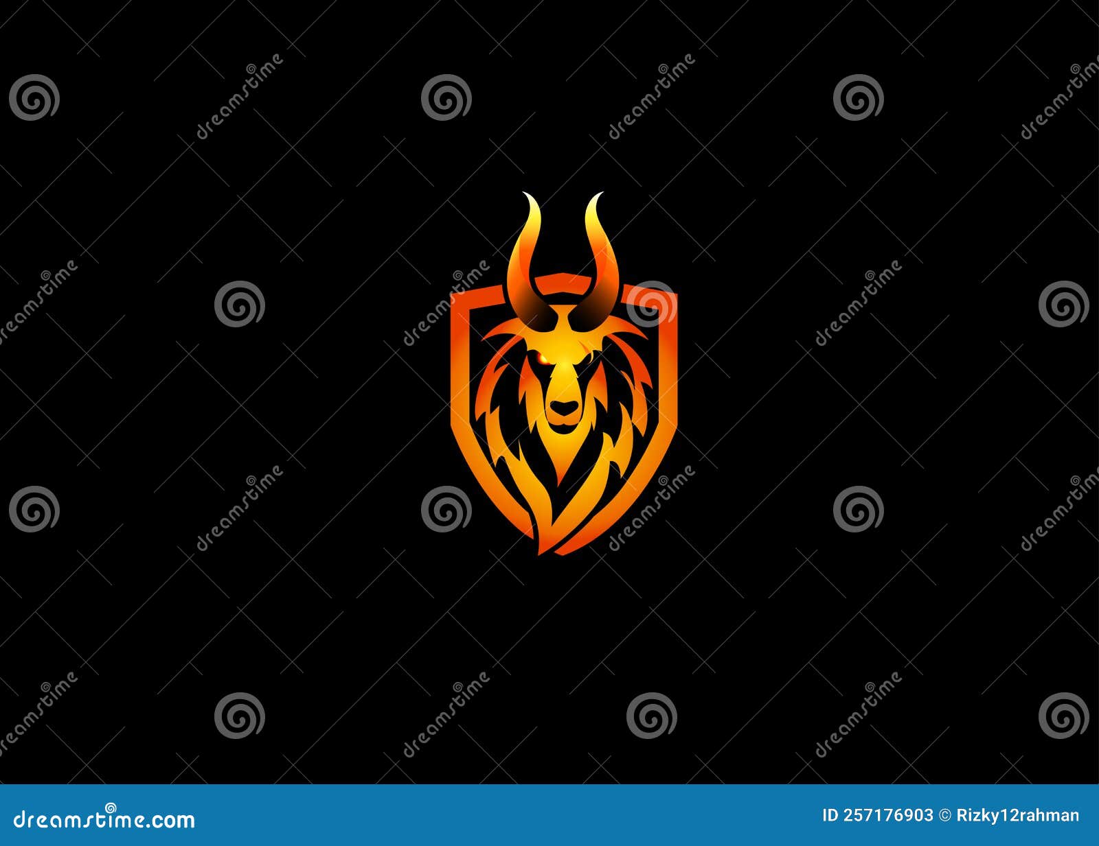 Mountain Goat Fire Flame Shield Logo Stock Vector - Illustration of ...