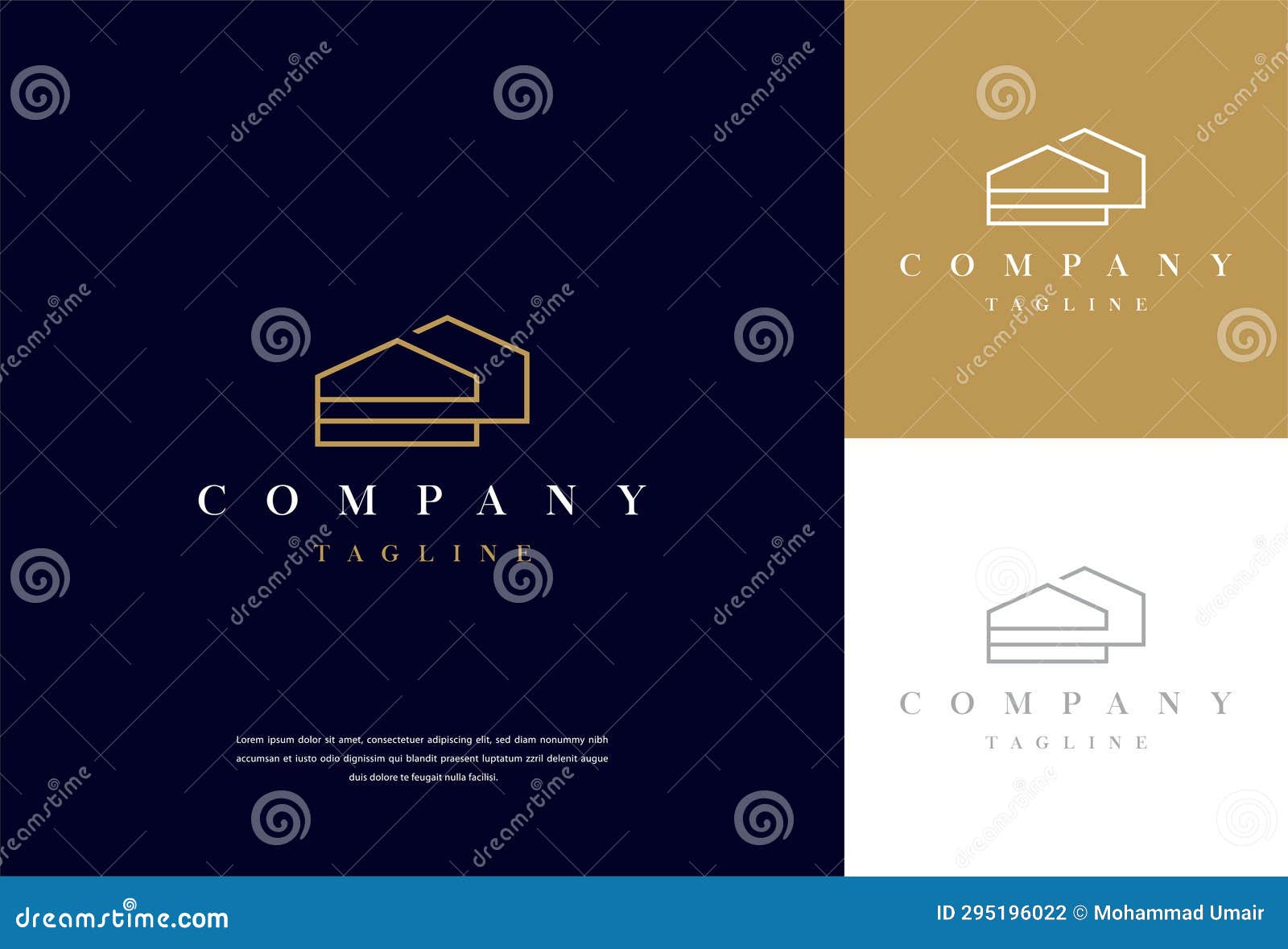 Gold House Symbol Geometric Linear Style Isolated on Double Background ...