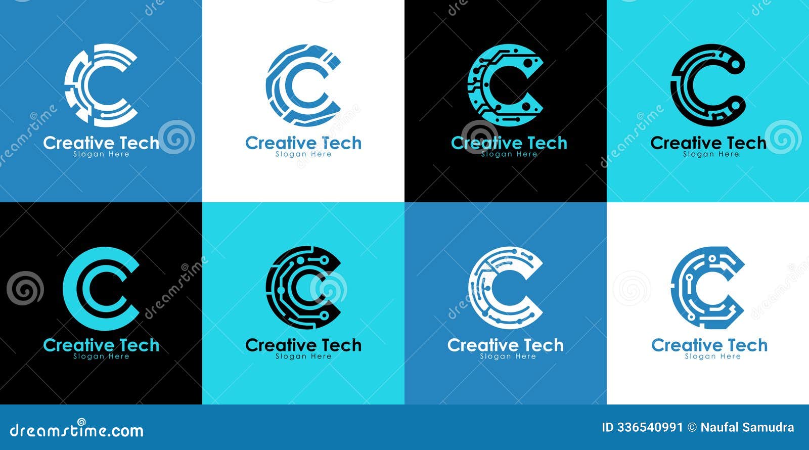 Set of Creative Letter C Modern Liner Digital Technology Logo Design ...