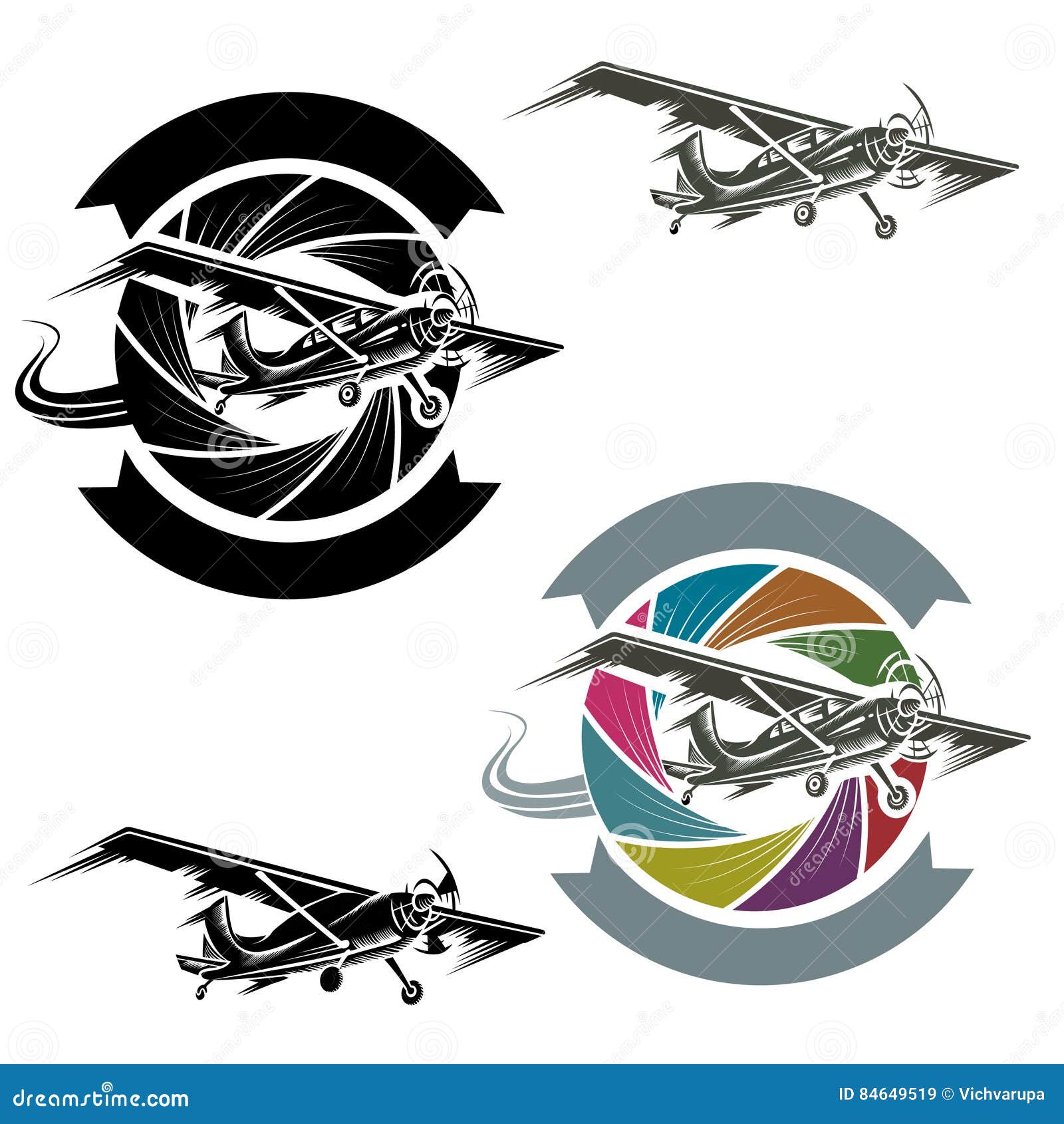 Airplane Club Logo, Emblem Of Airlift Company Cartoon Vector ...