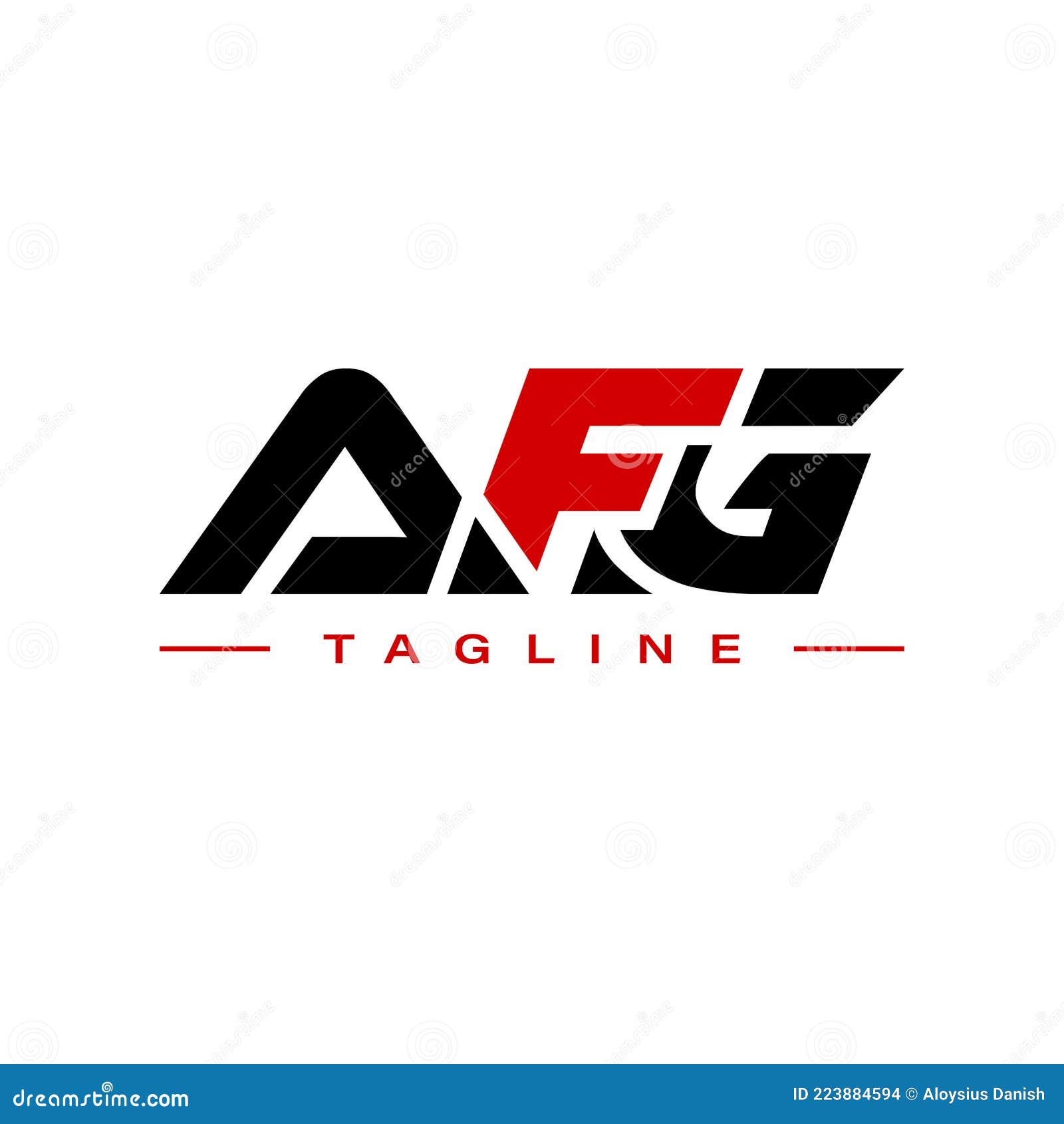 Letters AFG, a F G Initials Logo Design. with Black, and Red Colors on ...