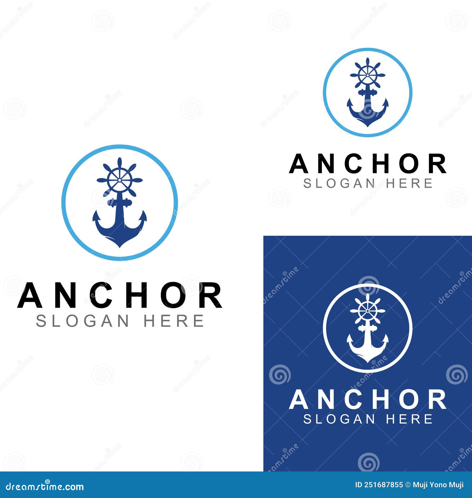 Logo and Anchor Symbol Design Vector Illustration Template Stock Vector ...