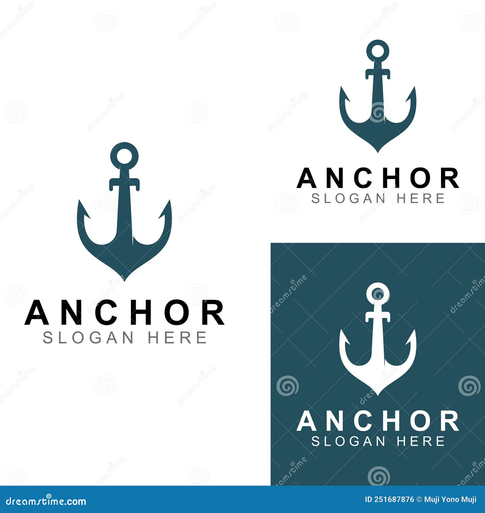 Logo and Anchor Symbol Design Vector Illustration Template Stock Vector ...