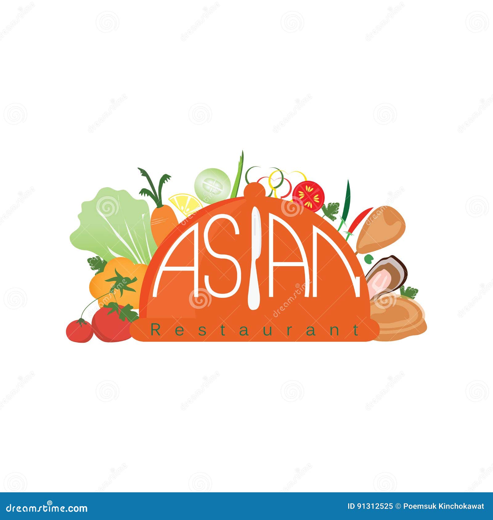 Logo For Asian Restaurant Design For Restaurants And Cafes. Cartoon ...