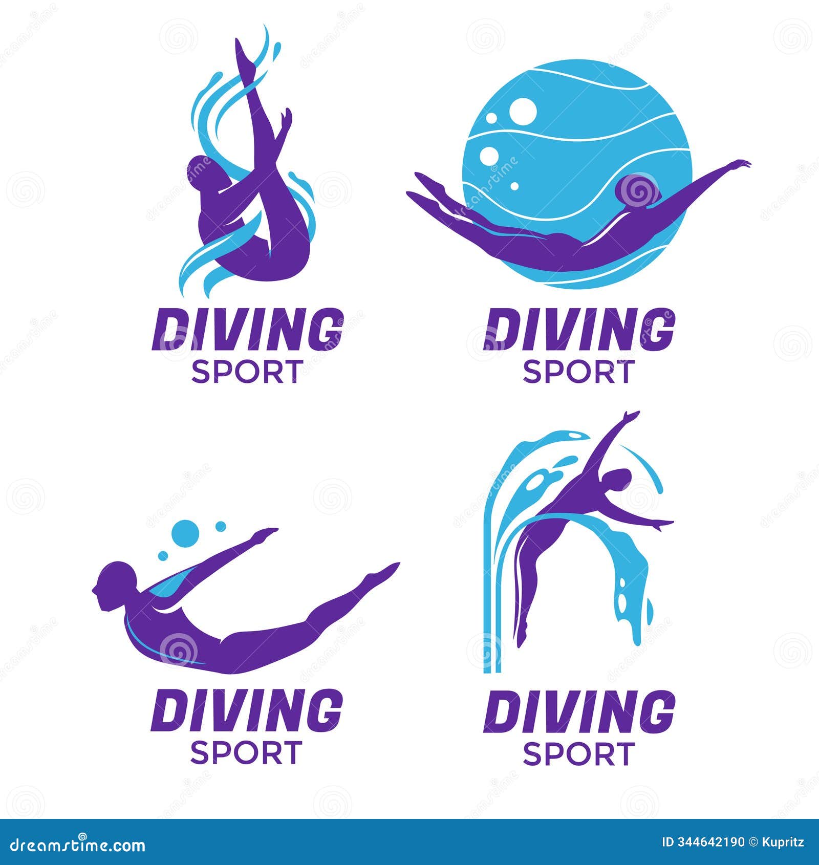 Set of Collection Diving Emblem Idea Design Template for Tournament and ...