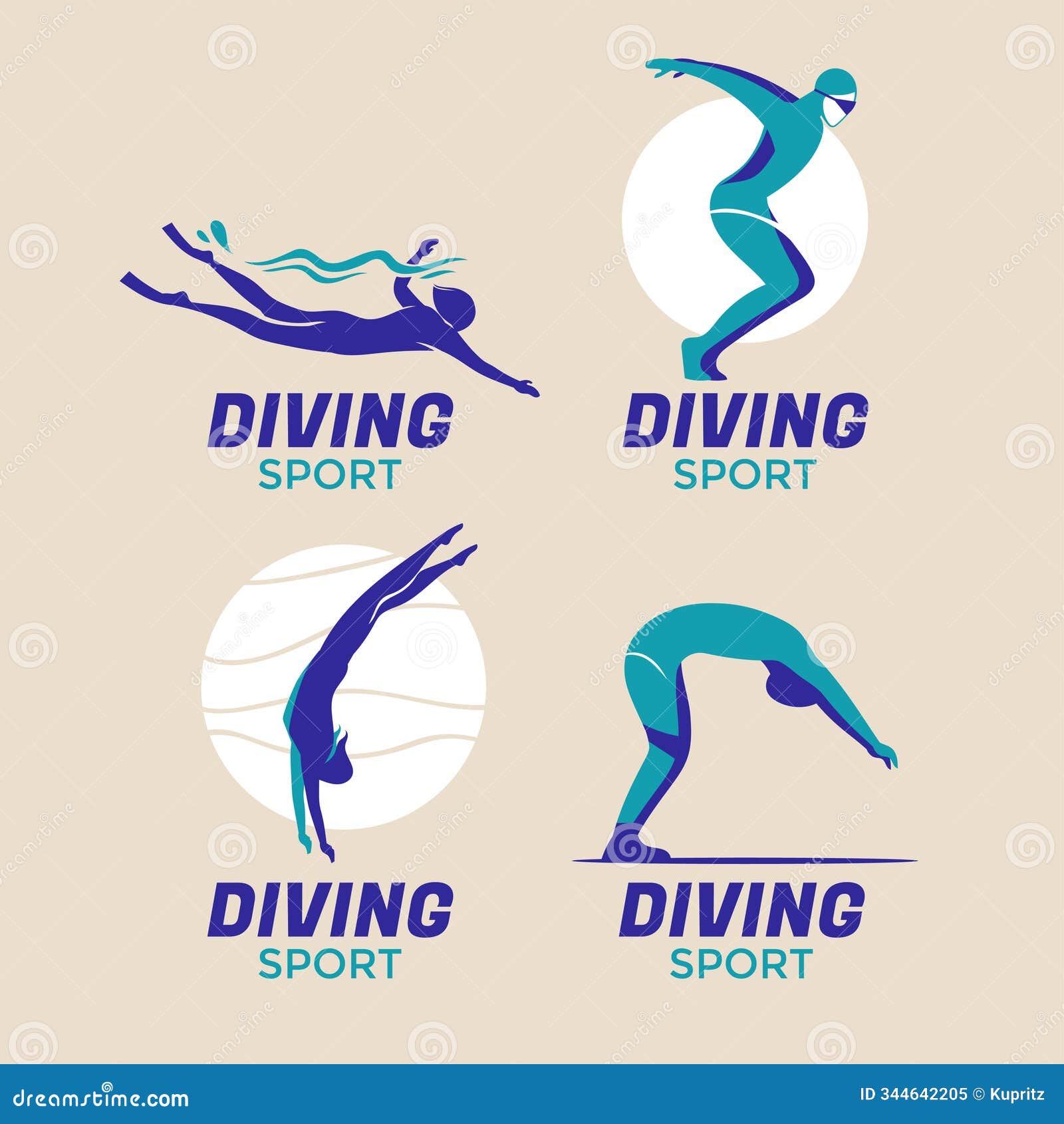 Set of Collection Diving Emblem Idea Design Template for Tournament and ...