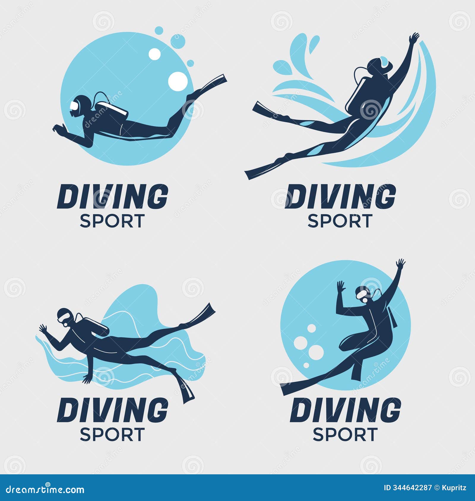 Set of Collection Diving Emblem Idea Design Template for Tournament and ...