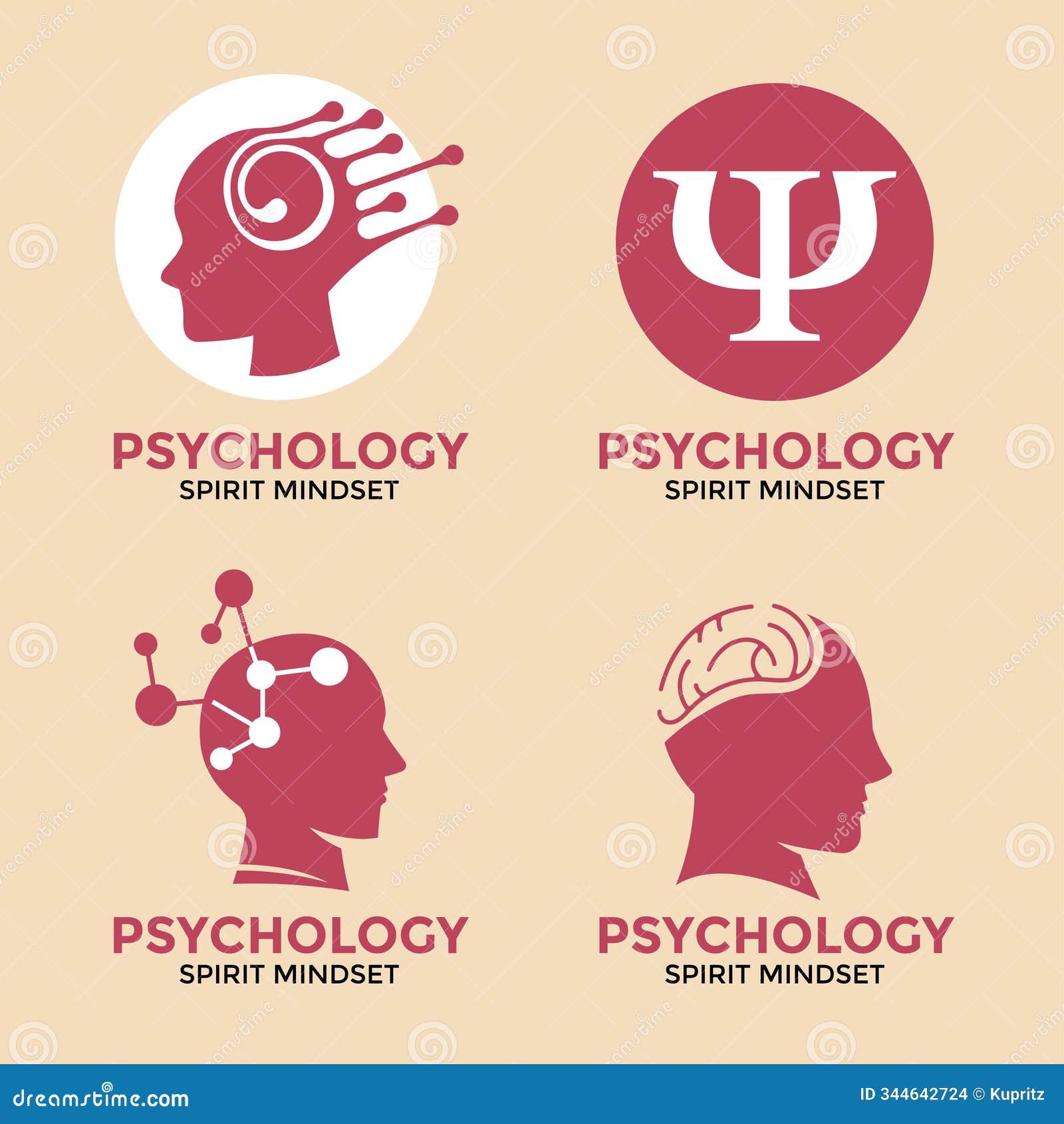 Set of Collection Psychology and Therapy Emblem Idea Design Stock ...