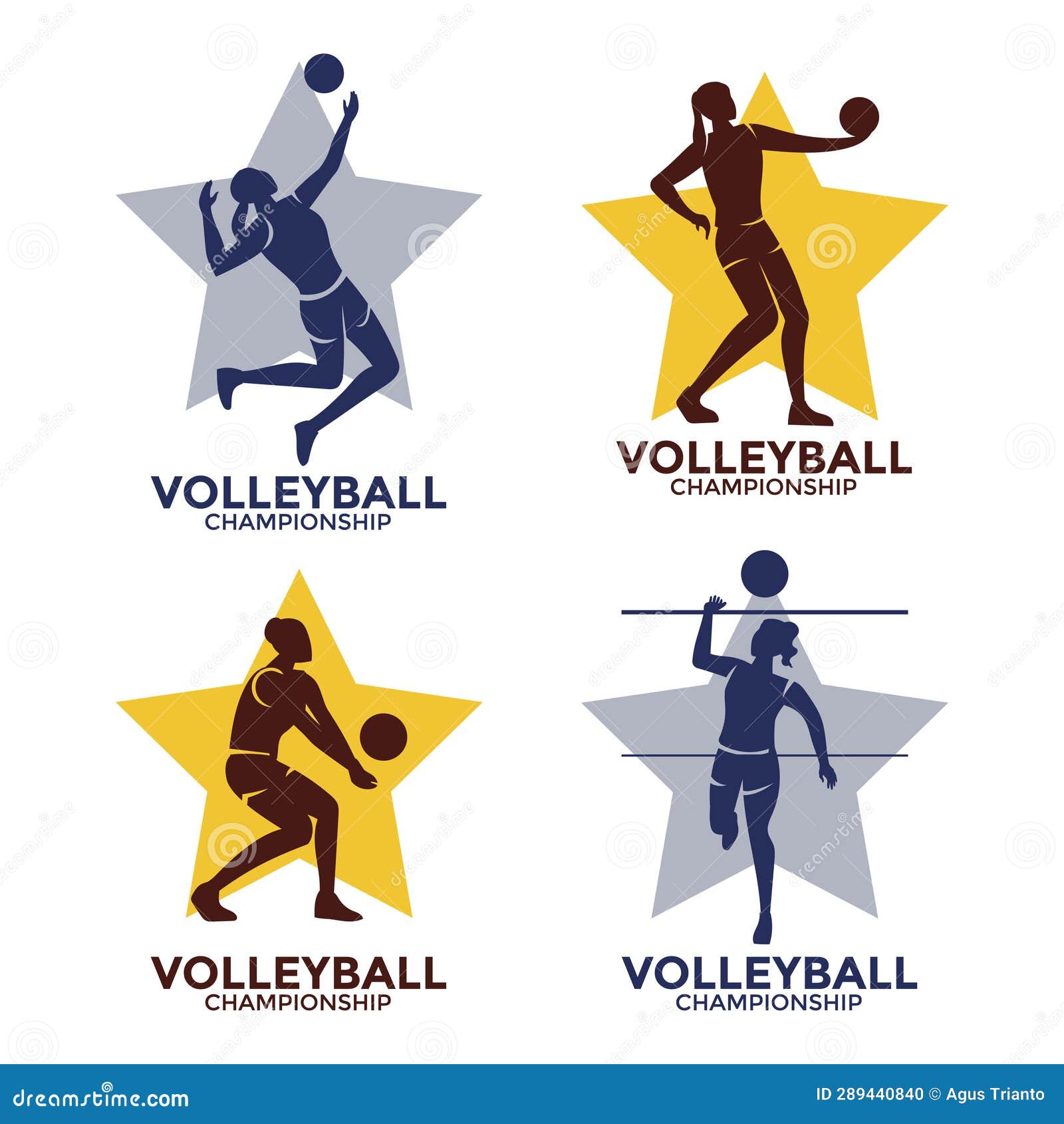 Volleyball Team Emblem Set Design Stock Vector - Illustration of design ...