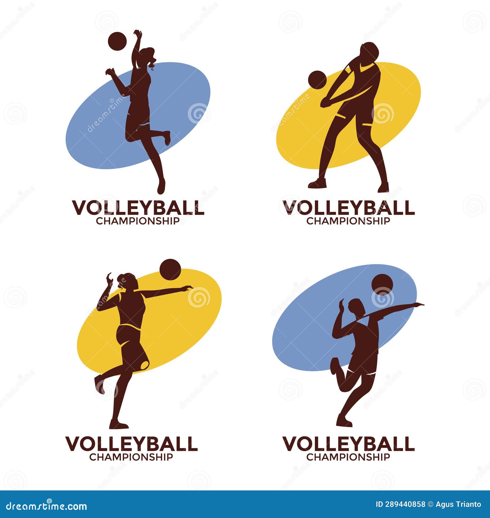 Volleyball Team Emblem Set Design Stock Illustration - Illustration of ...