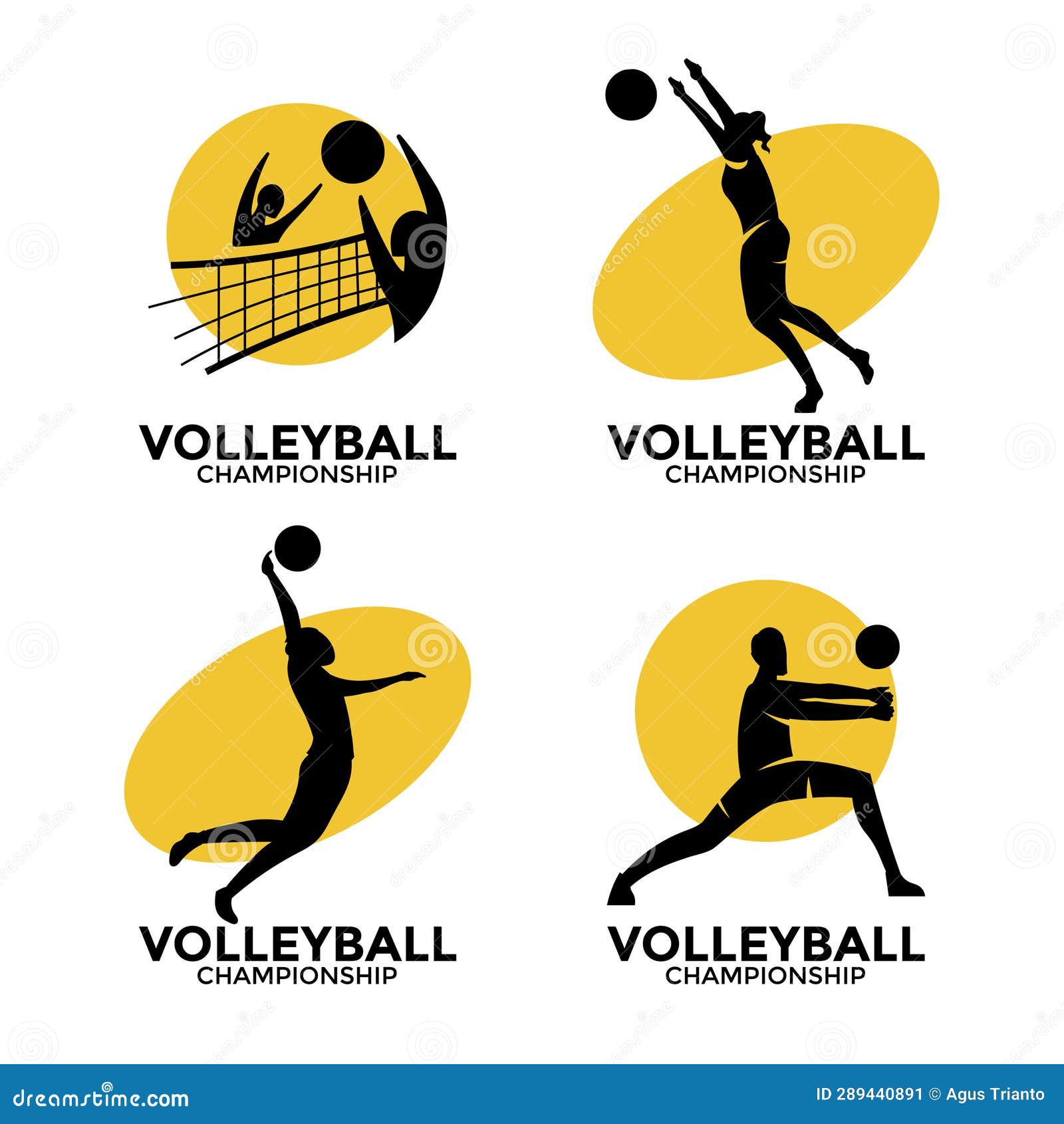 Volleyball Team Emblem Set Design Stock Illustration - Illustration of ...