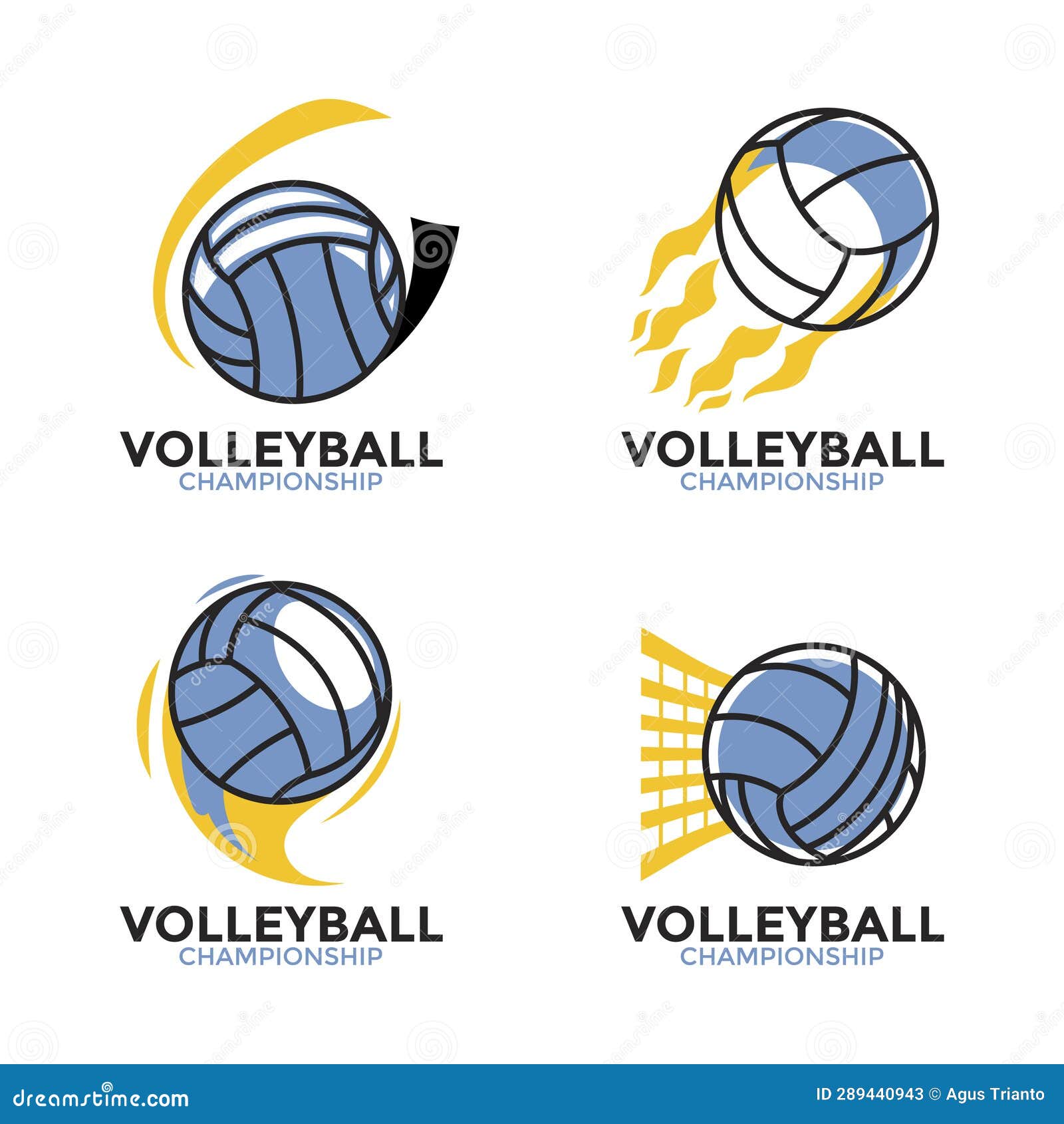 Volleyball Team Emblem Set Design Stock Vector - Illustration of ...