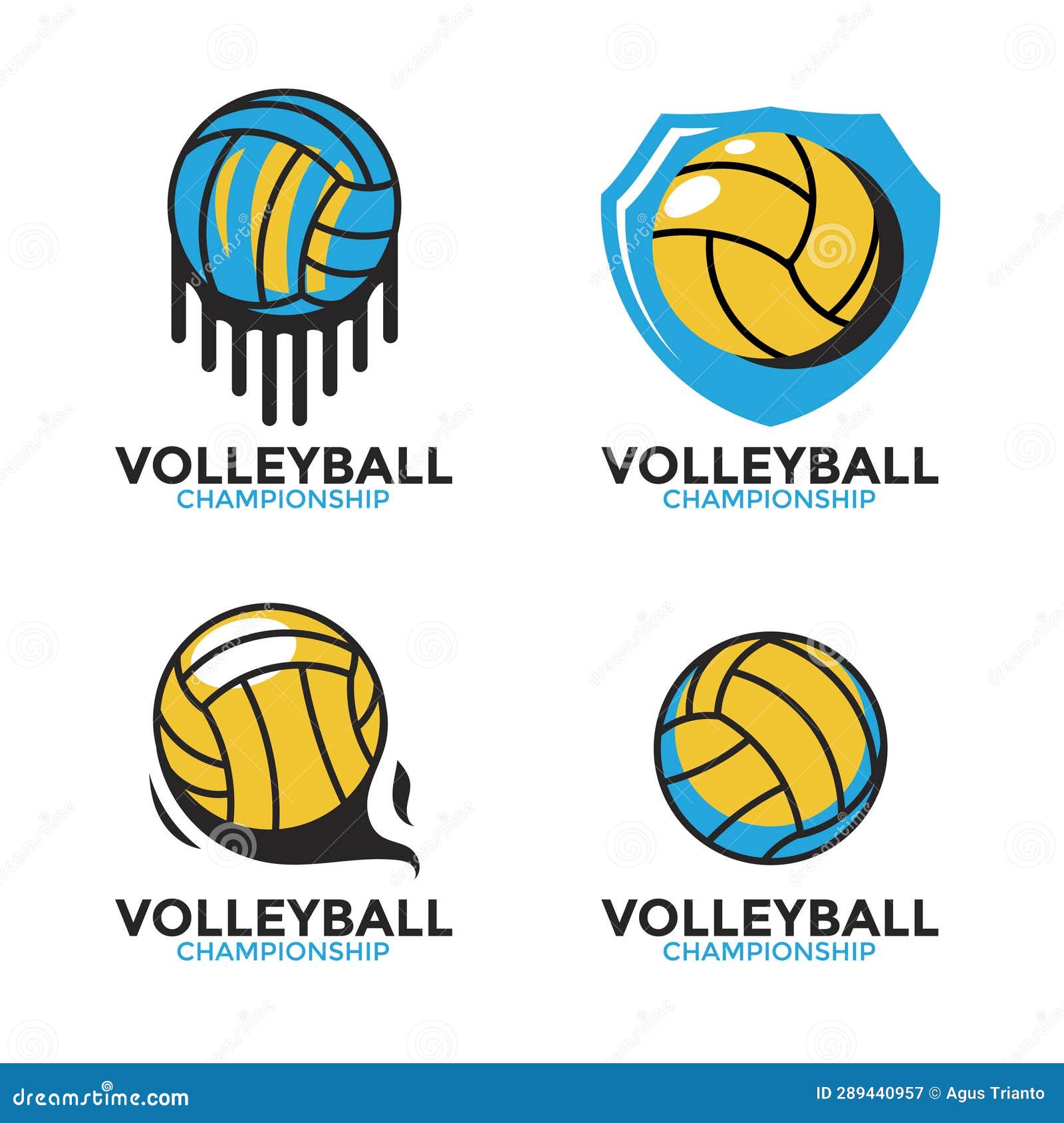 Volleyball Team Emblem Set Design Stock Illustration - Illustration of ...