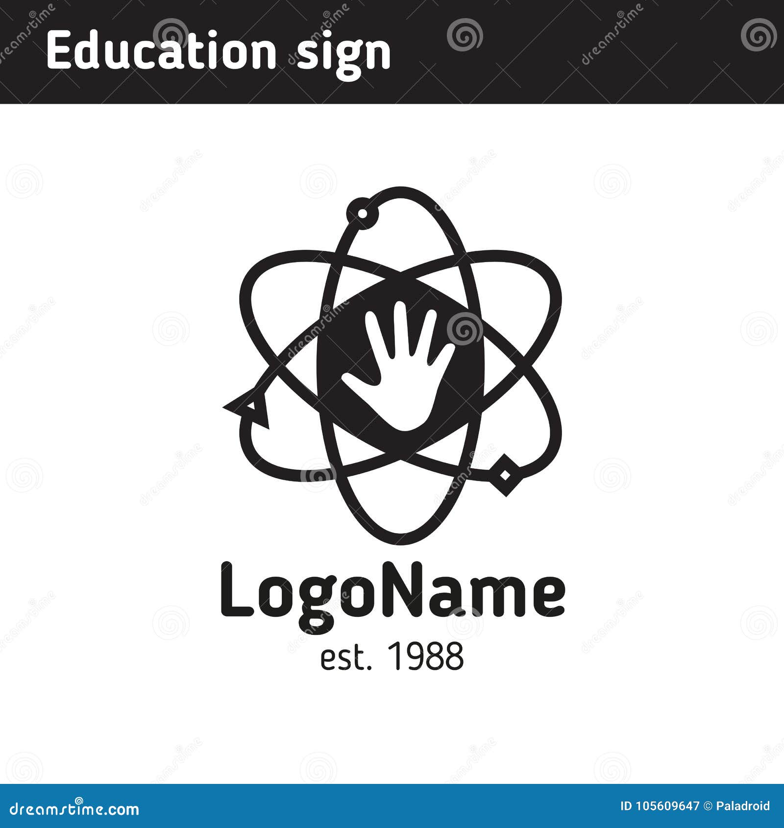 Logo of the Atom with a Hand in the Center Stock Vector - Illustration ...