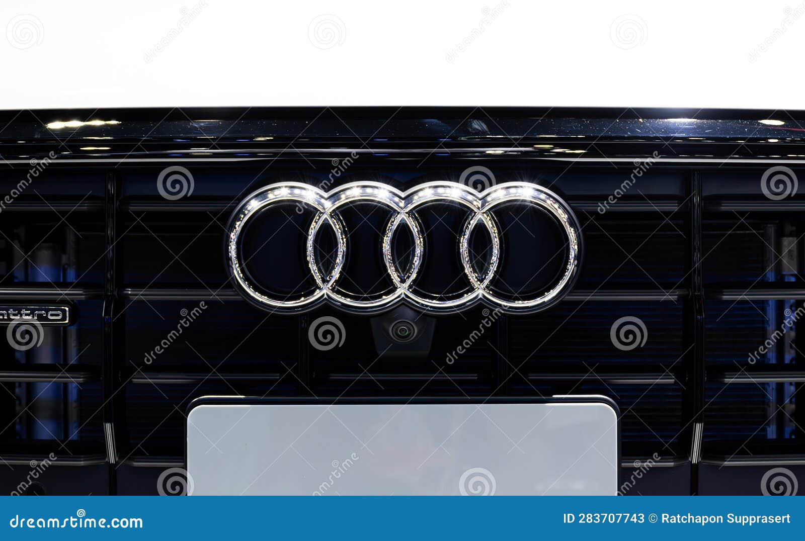 Logo Audi on grille editorial stock photo. Image of grille - 283707743