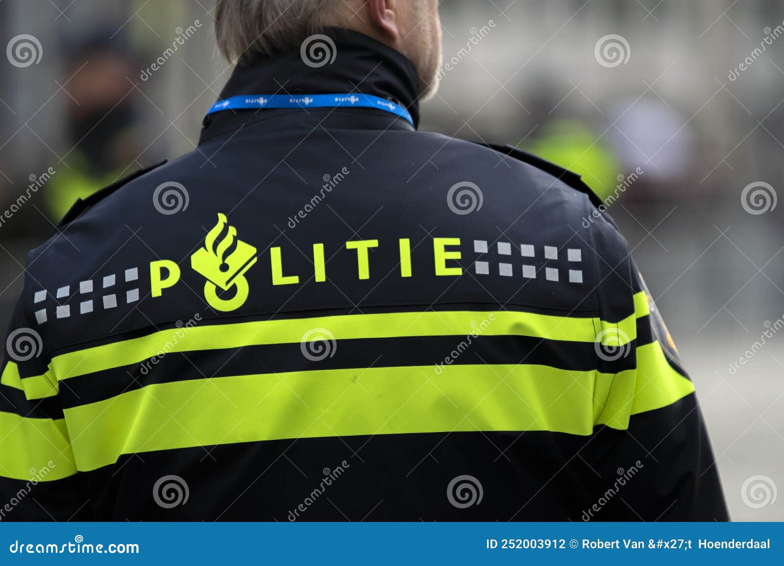 Logo on the Backside of a Policeman at Amsterdam the Netherlands 2019 ...