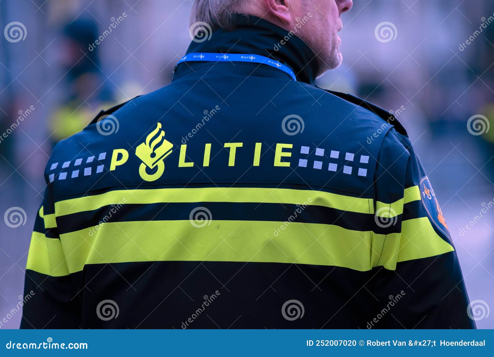 Logo on the Backside of a Policeman at Amsterdam the Netherlands 2019 ...