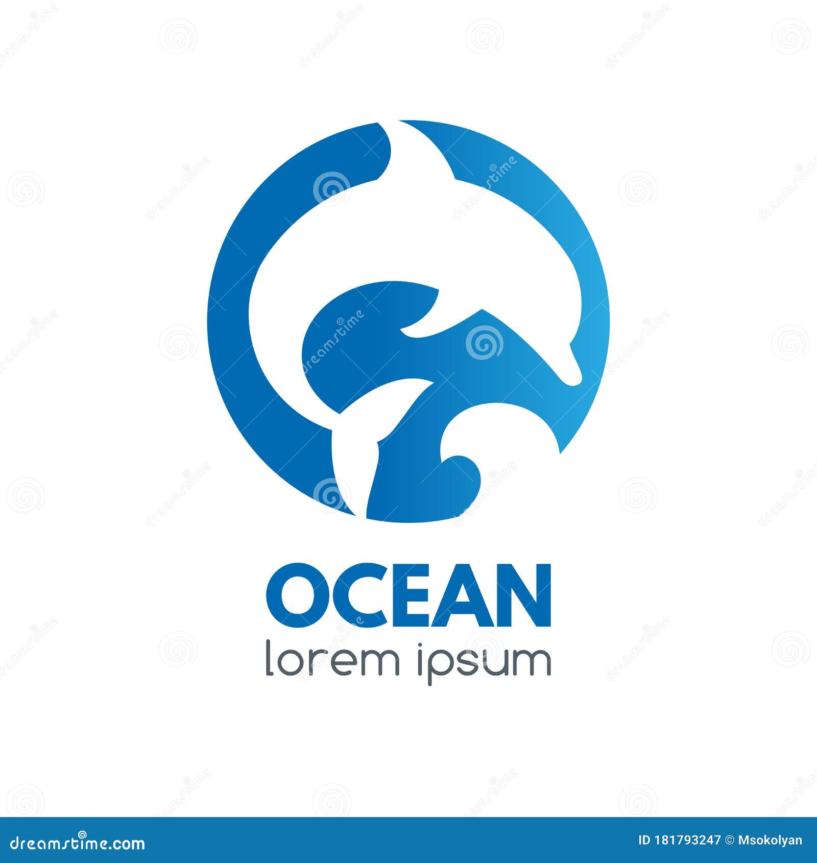 Logo Badge With Dolphin And Ocean Wave In A Circular Shape. Cartoon ...