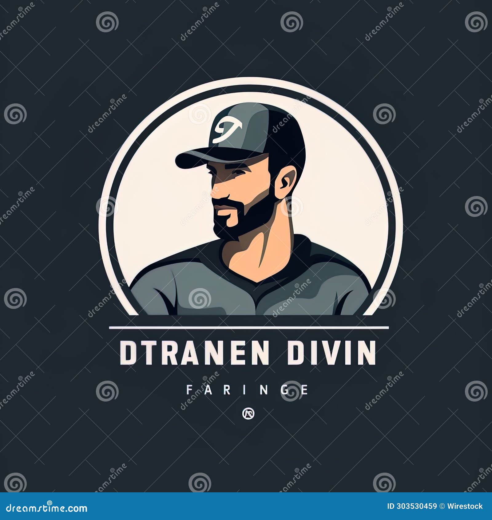 The Logo of a Baseball Player with a Beard and Hat Stock Illustration ...