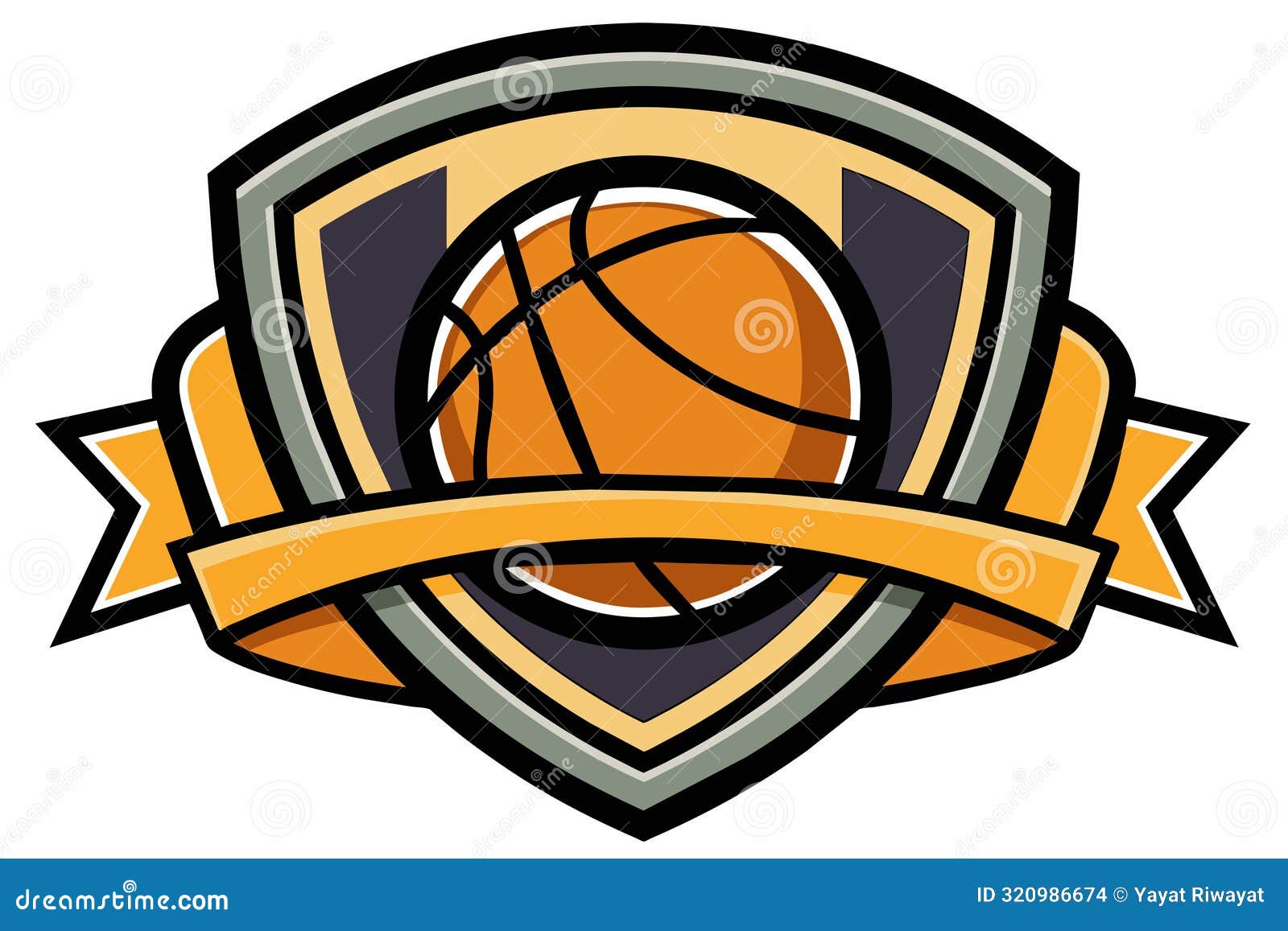 Logo for Basketball Badge with Shield and Ribbon Stock Vector ...