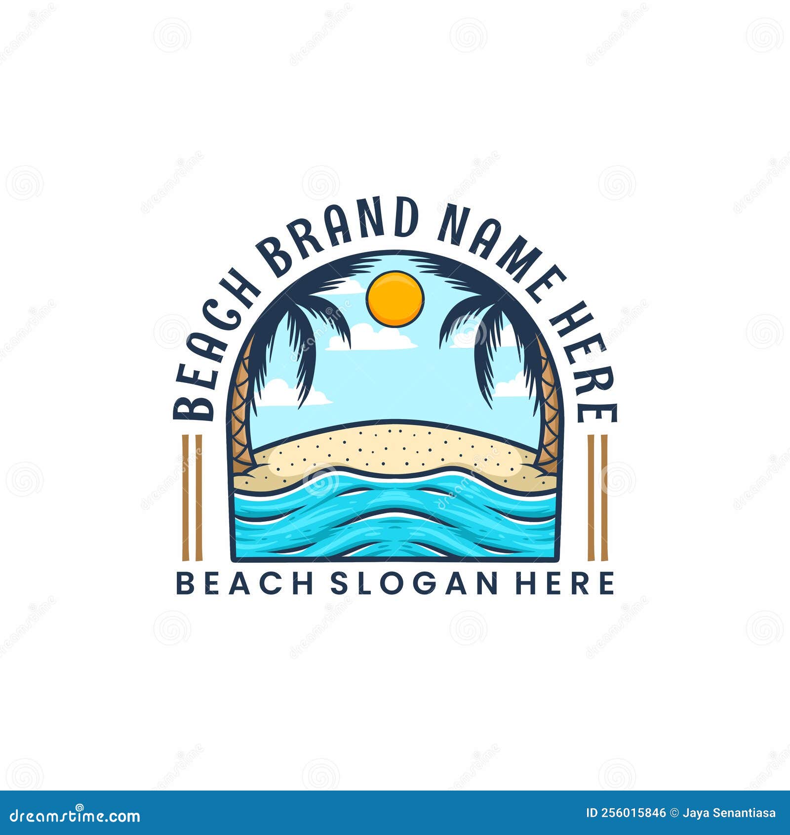 Logo Beach Emblem Summer Cartoon Vector Stock Vector - Illustration of ...