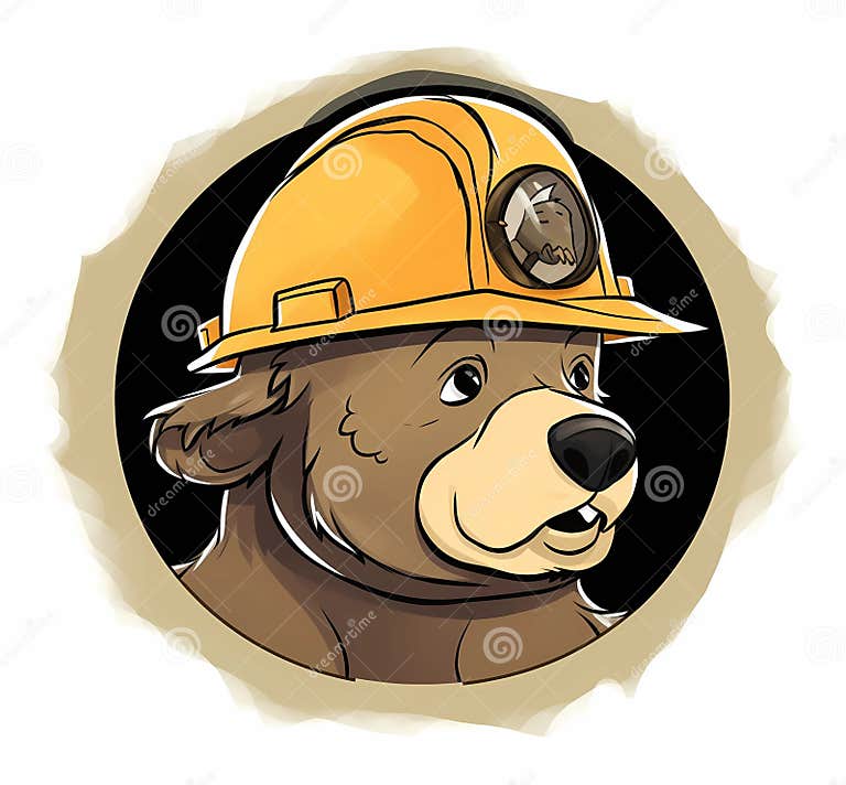 Logo Bear Builder, Serious Face, , in a Yellow Helmet Generated AI, Generative Assistant Stock ...