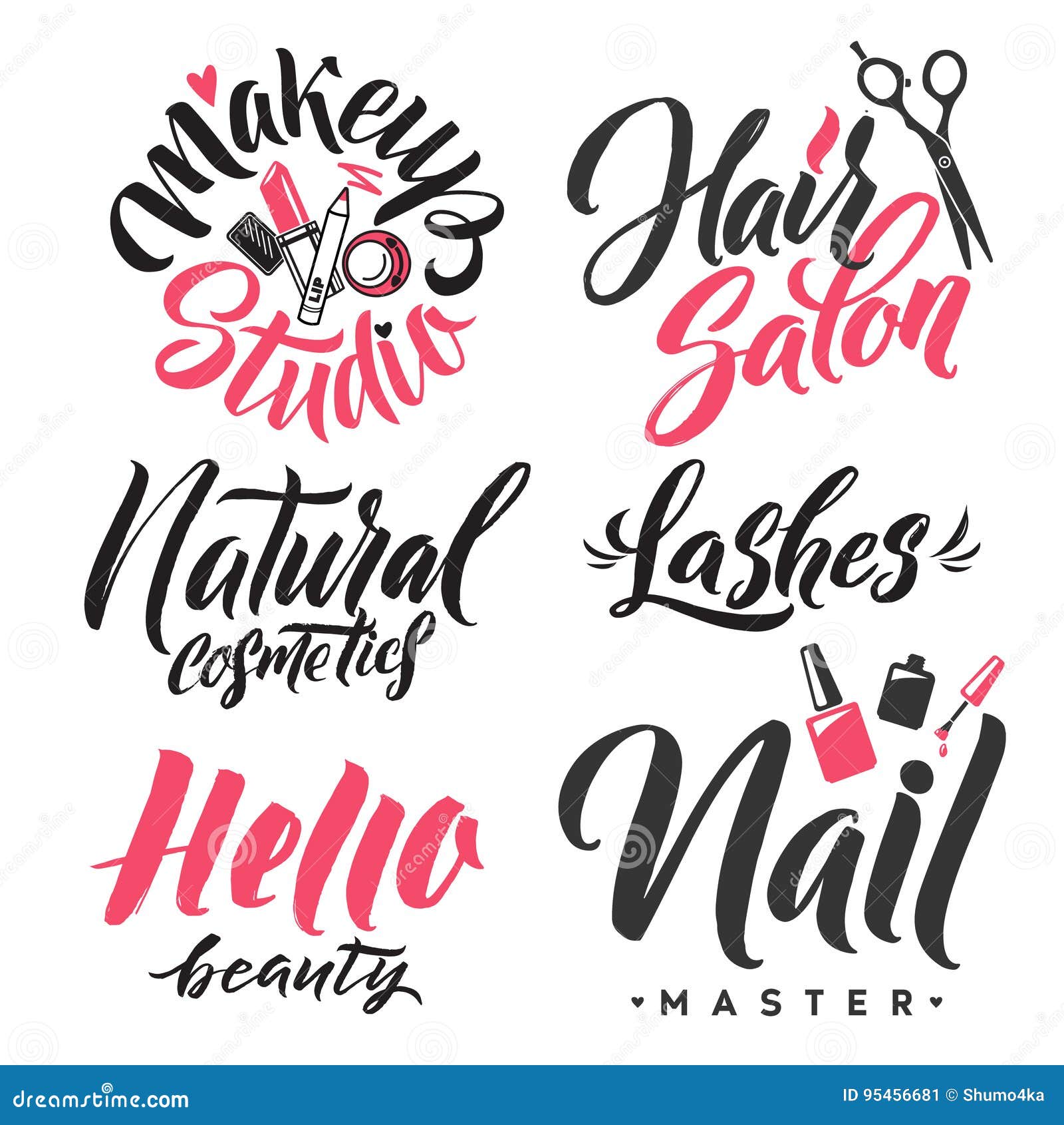 Logo Beauty Lettering. Custom Handmade Calligraphy Vector Stock Vector ...