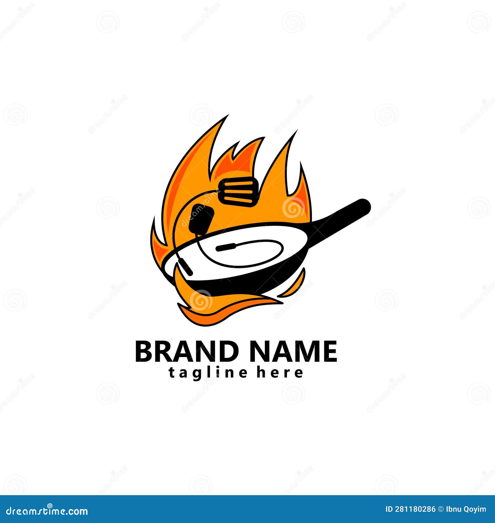 Frying Pan Logo Design Vector Illustration Design Stock Vector ...