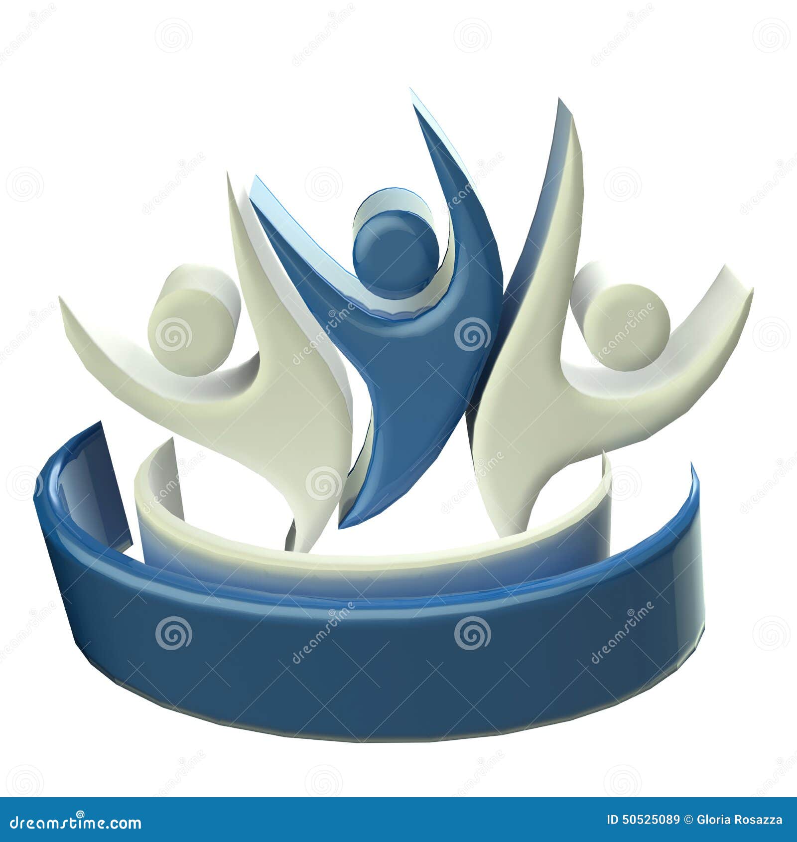 Logo Blue Happy Teamwork 3D Stock Illustration - Illustration of ...