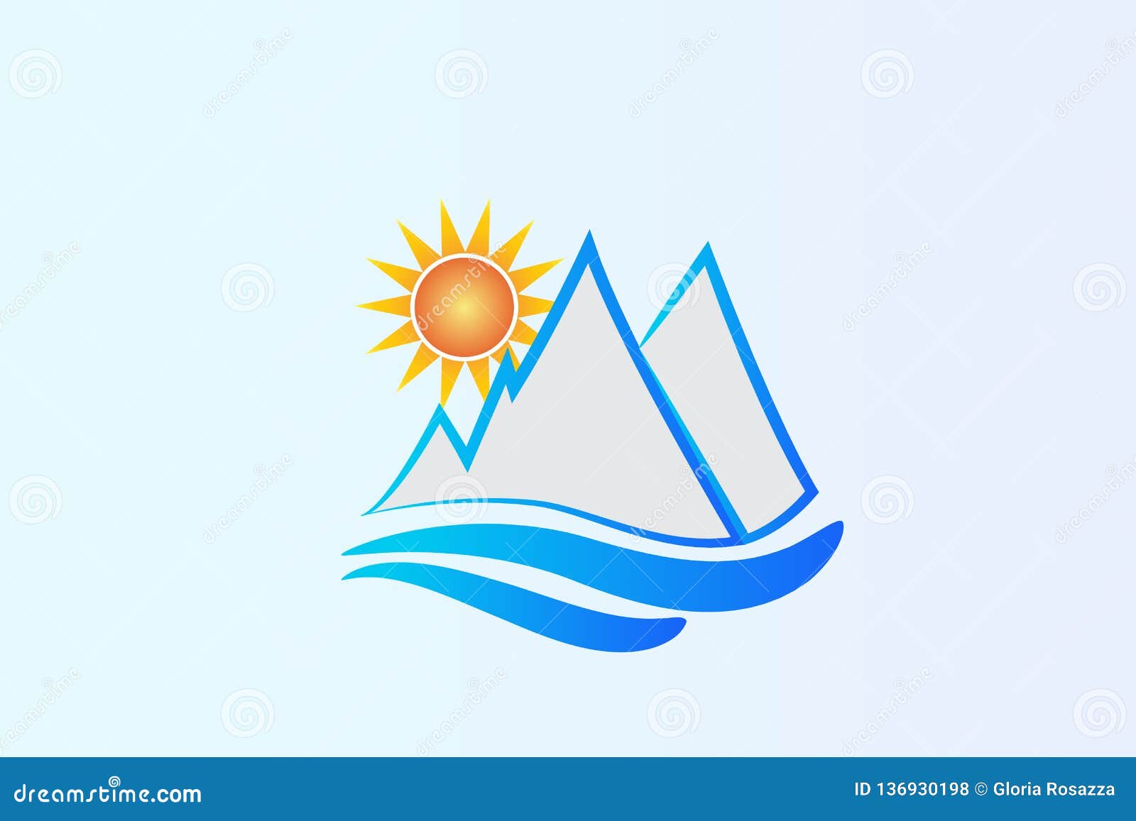 Logo Blue Mountains and Sun Stock Vector - Illustration of graphics ...