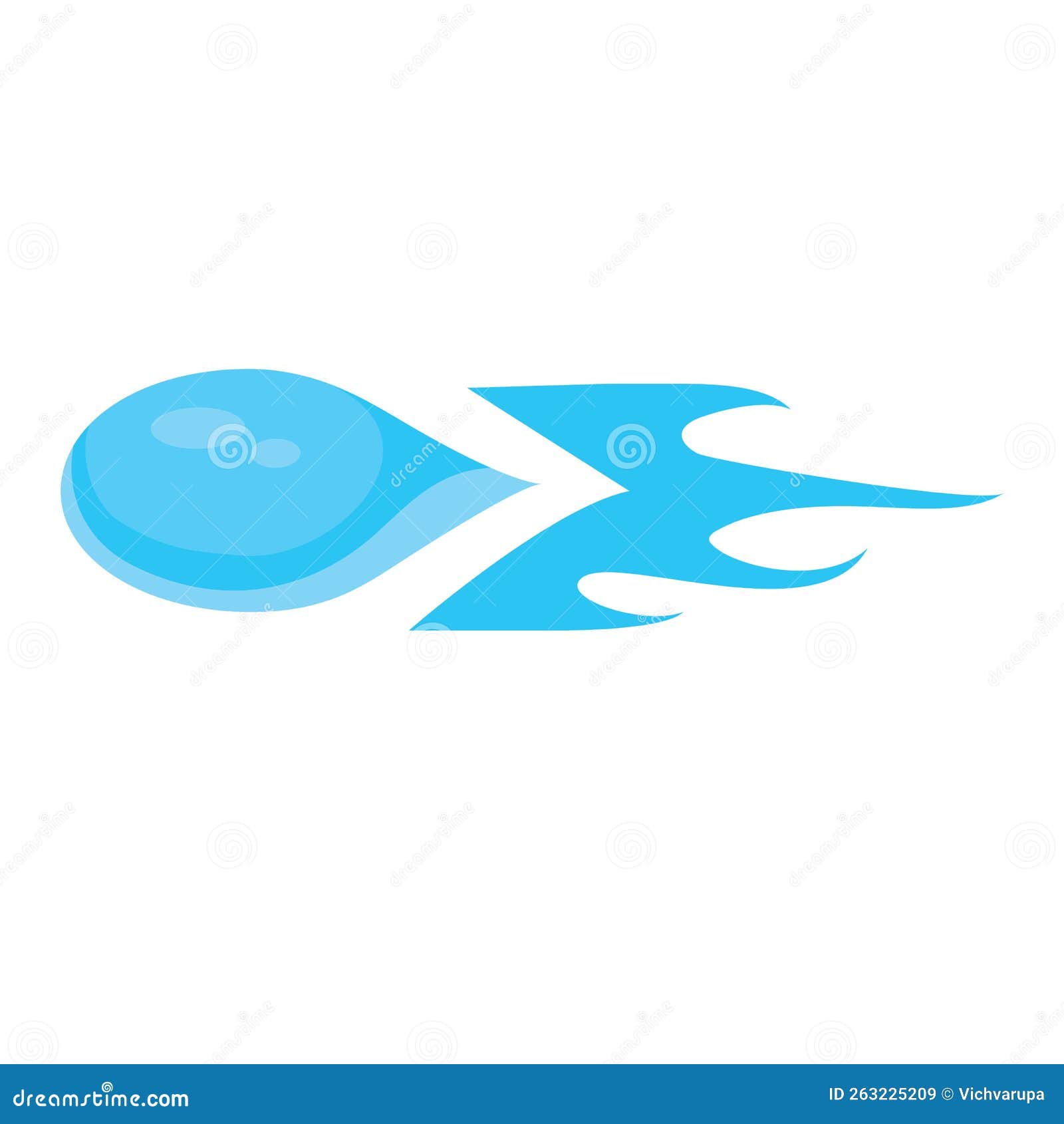 Logo, Blue Stylized Water Drop Flies To the Side, Isolated Object on a ...